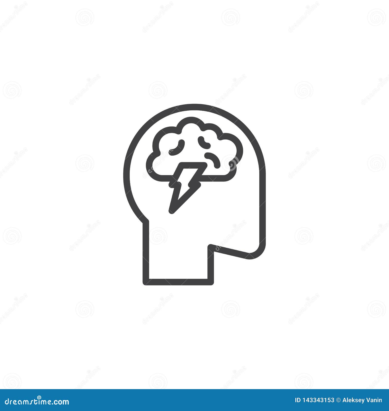 Brain activity line icon stock vector. Illustration of abstract - 143343153