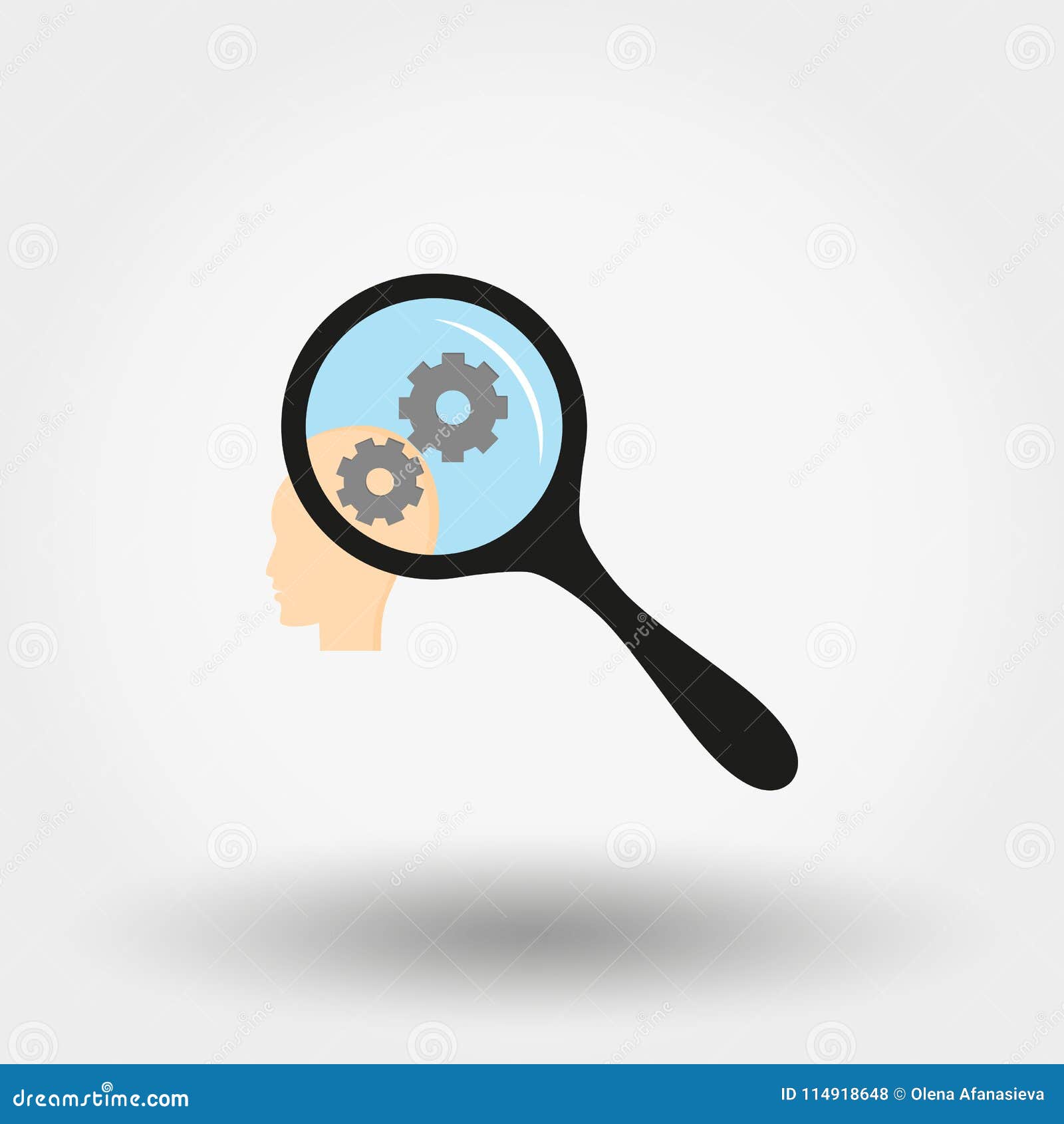 Brain Activity Under the Magnifying Glass. Icon. Vector. Flat. Stock ...