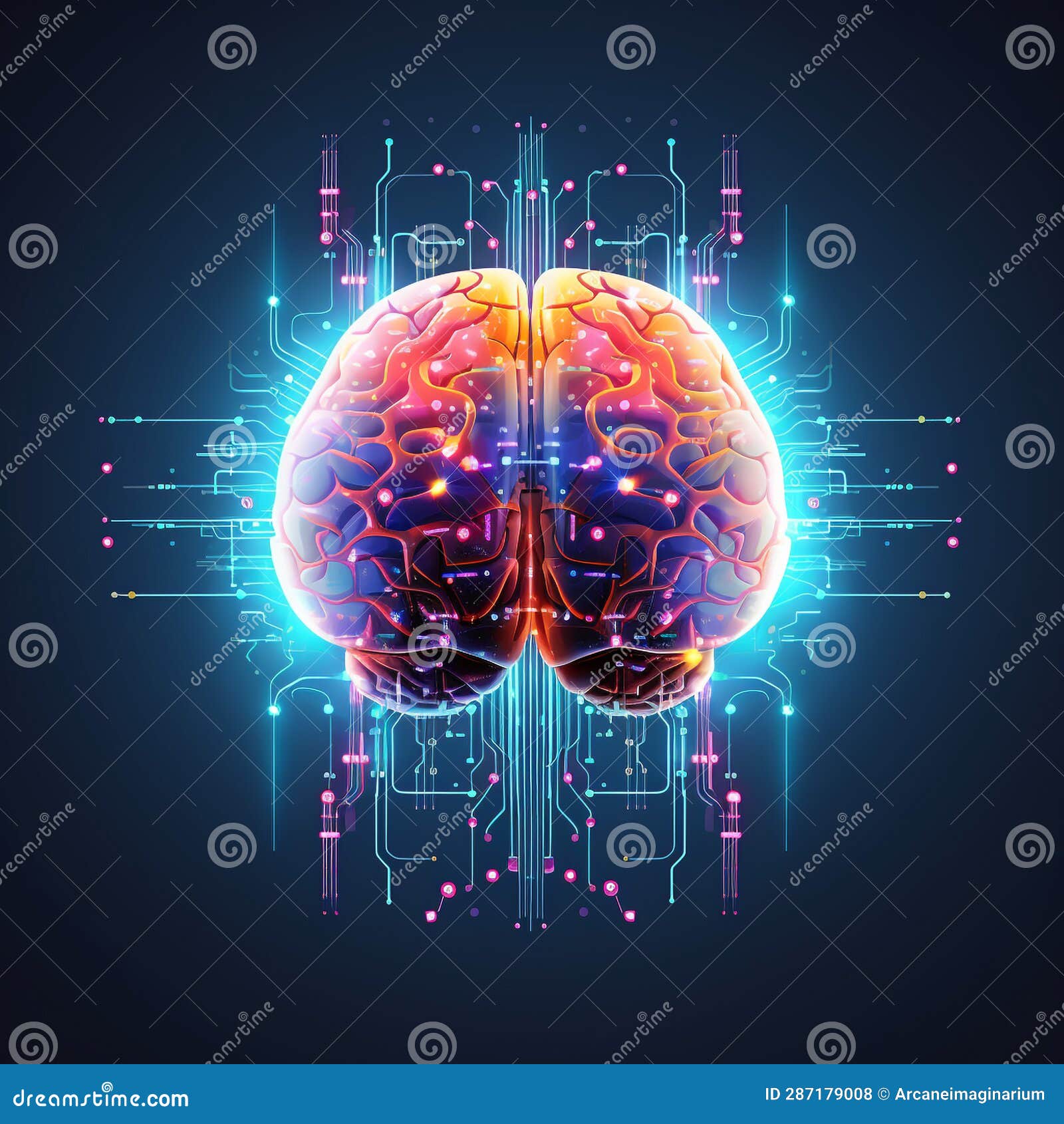 Brain Ai Circuit Artificial Intelligence Concept Stock Illustration ...