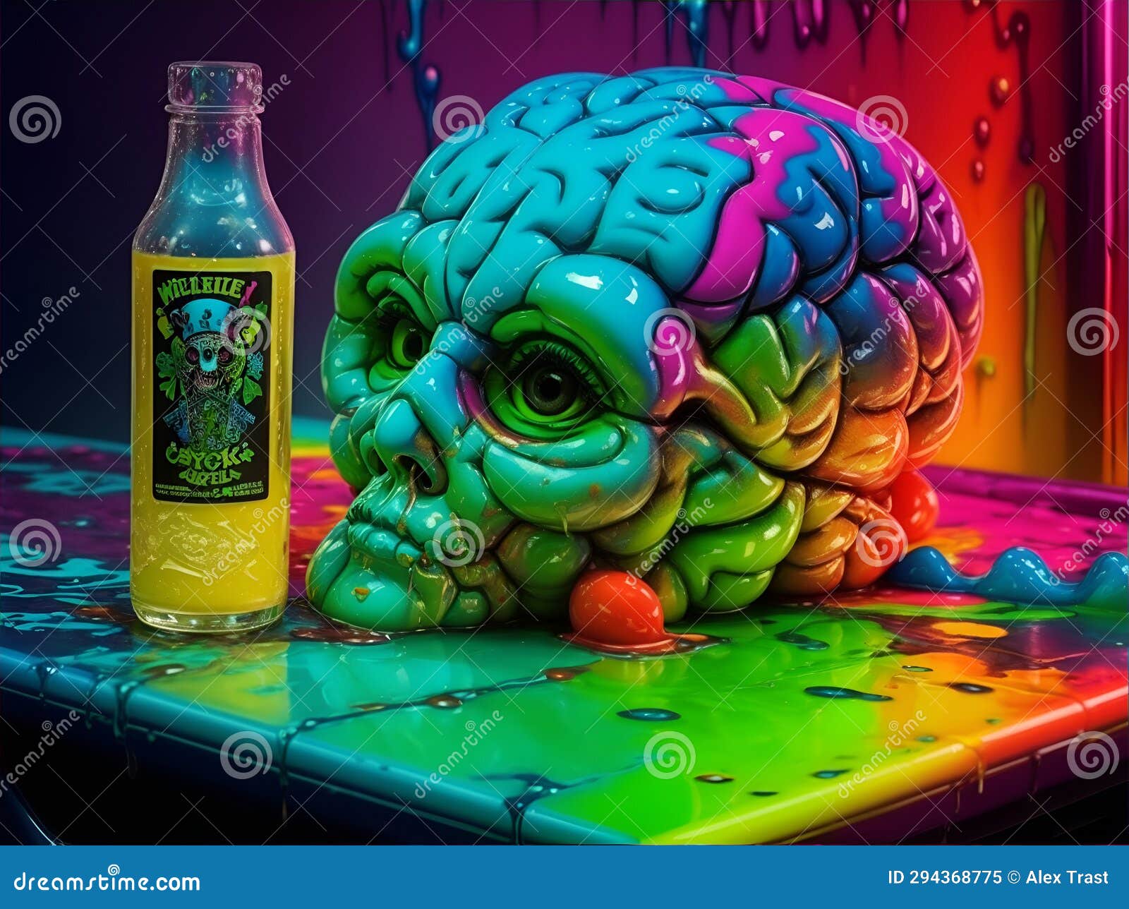 Brain with Alcohol at the Bar. Stock Illustration - Illustration of ...