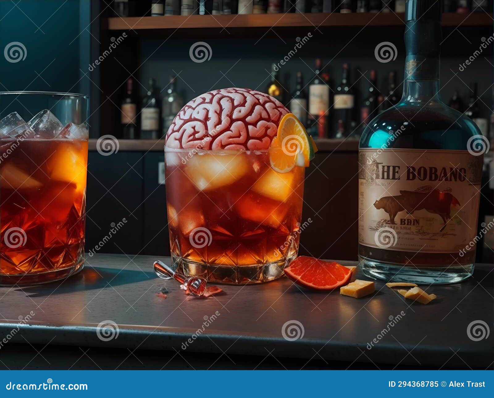Brain with Alcohol at the Bar. Stock Illustration - Illustration of ...