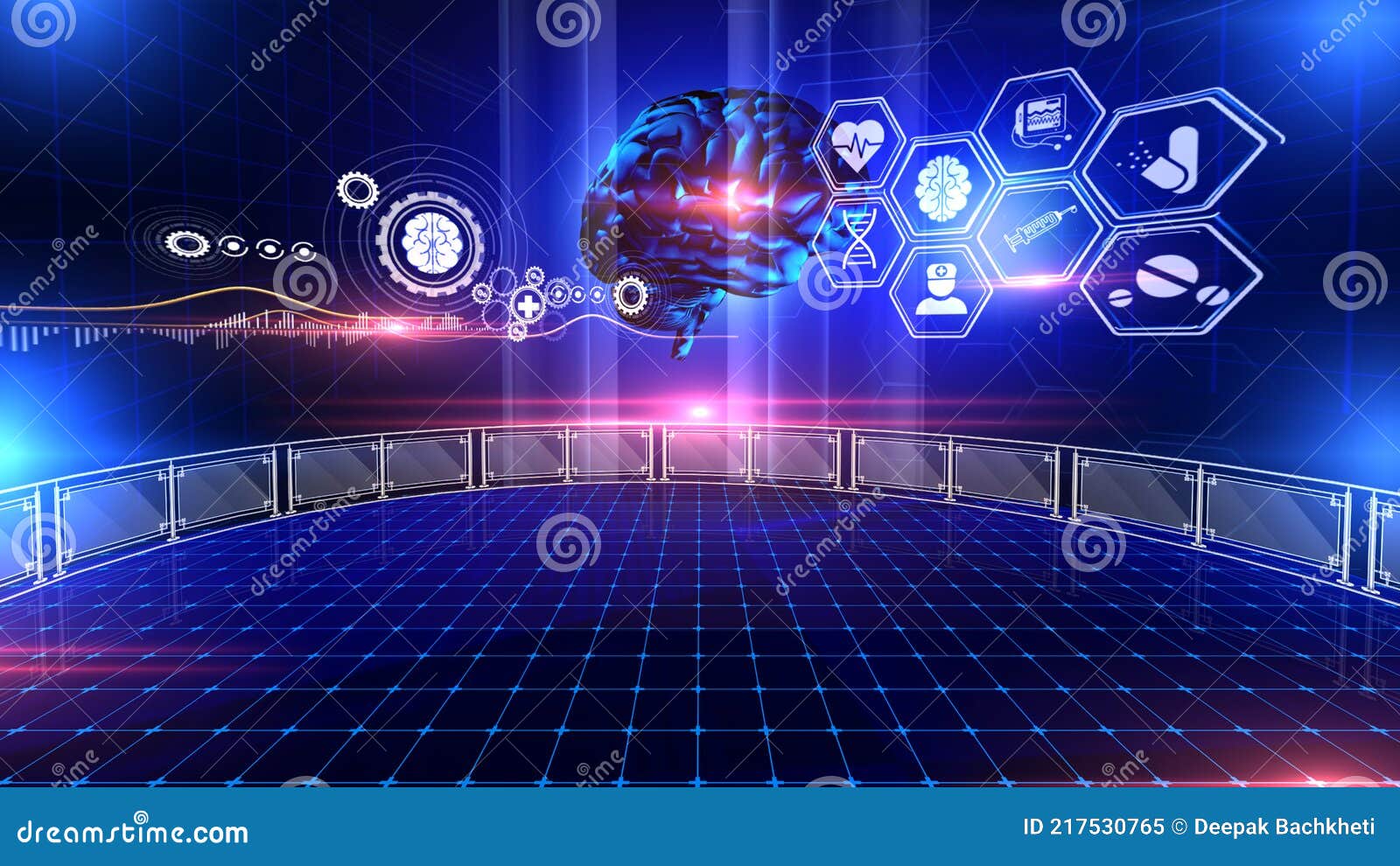 Brain Analysis Virtual Reality Concept Stock Illustration ...