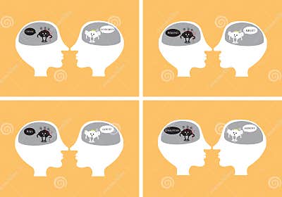 Brain Angel and Brain Devil Cartoon Debating Inside Head Stock Vector ...