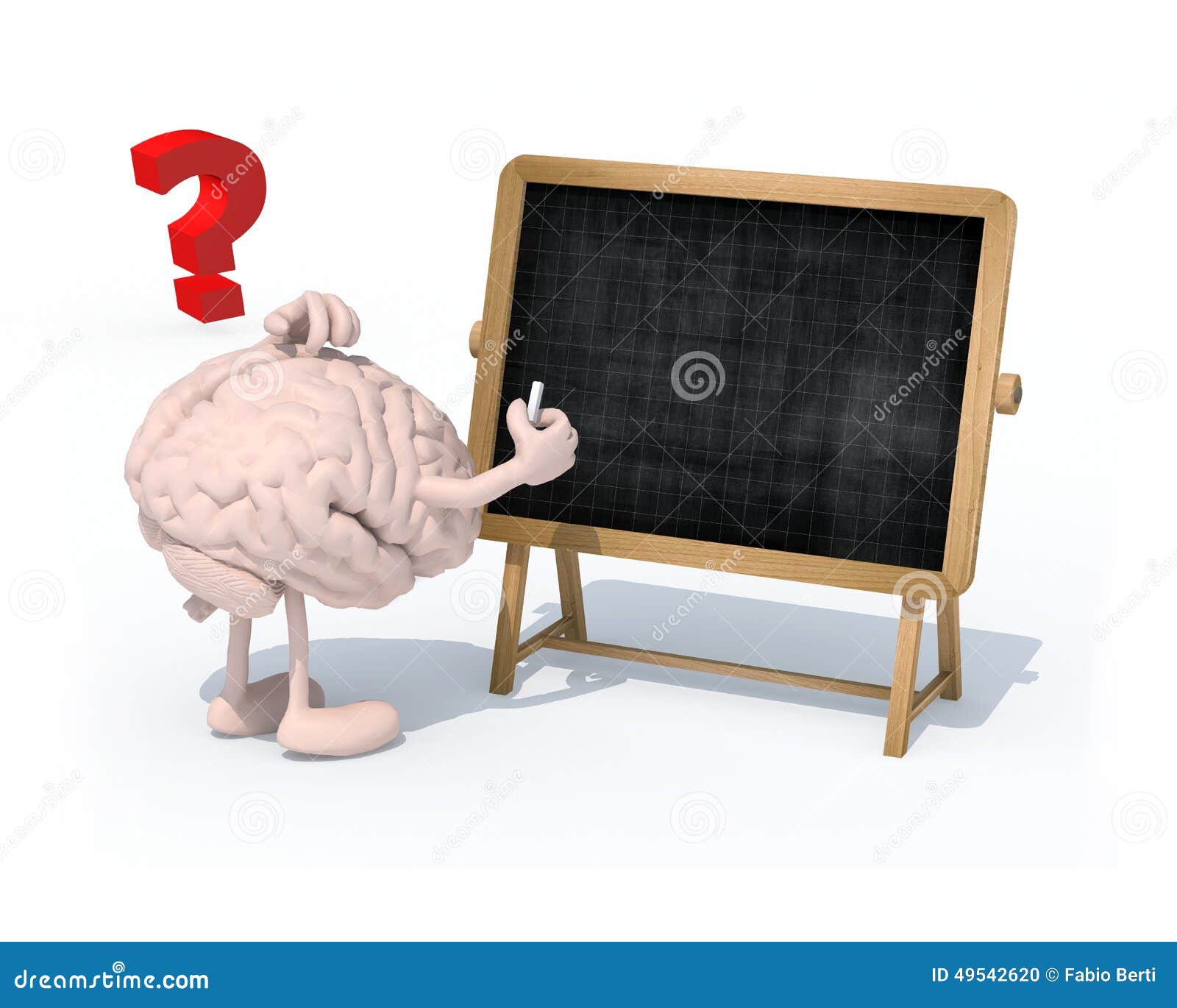 Brain with Arms, Legs and Chalk on Hand in Front of Blackboard Stock ...