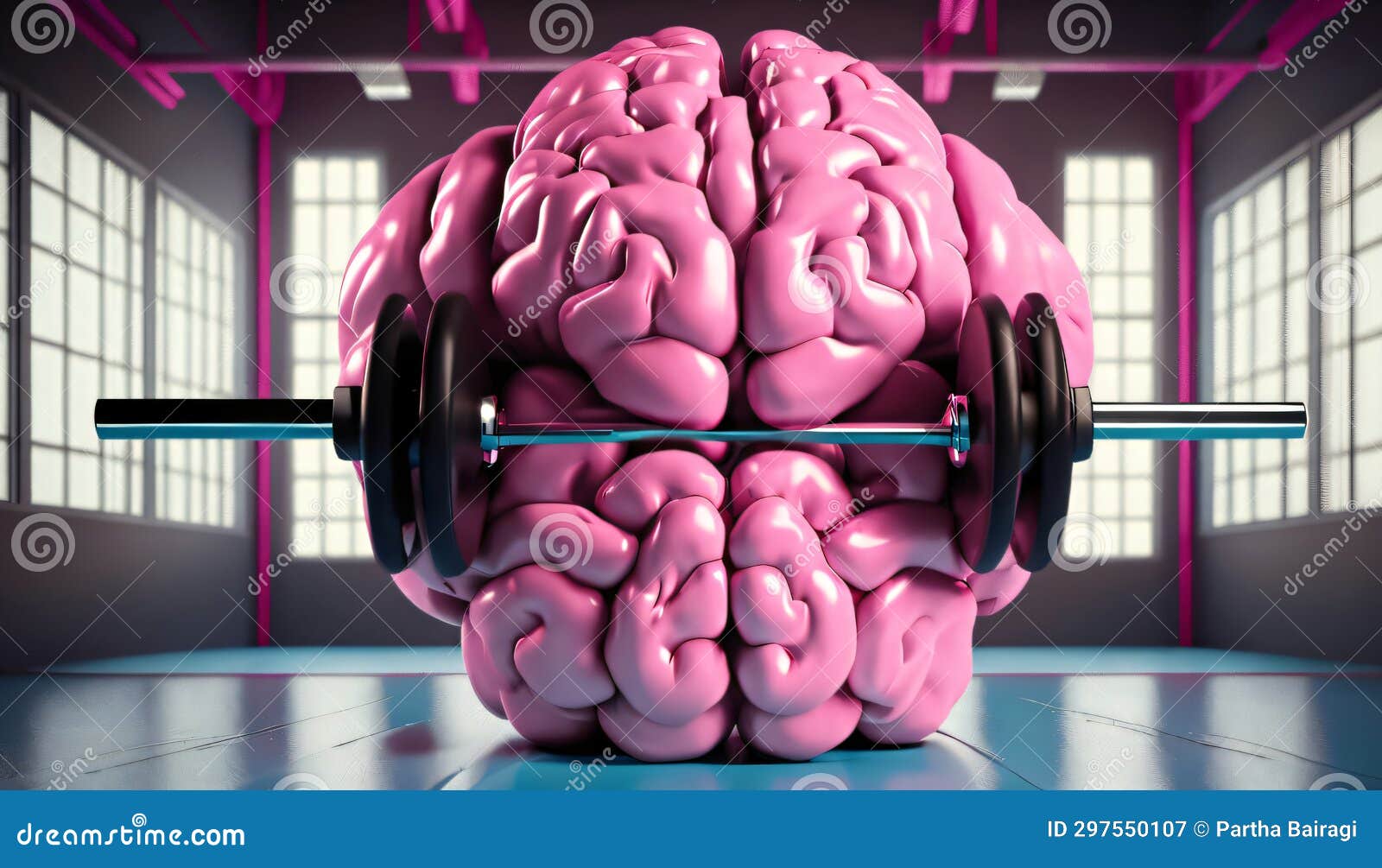 Brain with Arms and Legs Lifting Dumbbell Creative Concept Stock ...