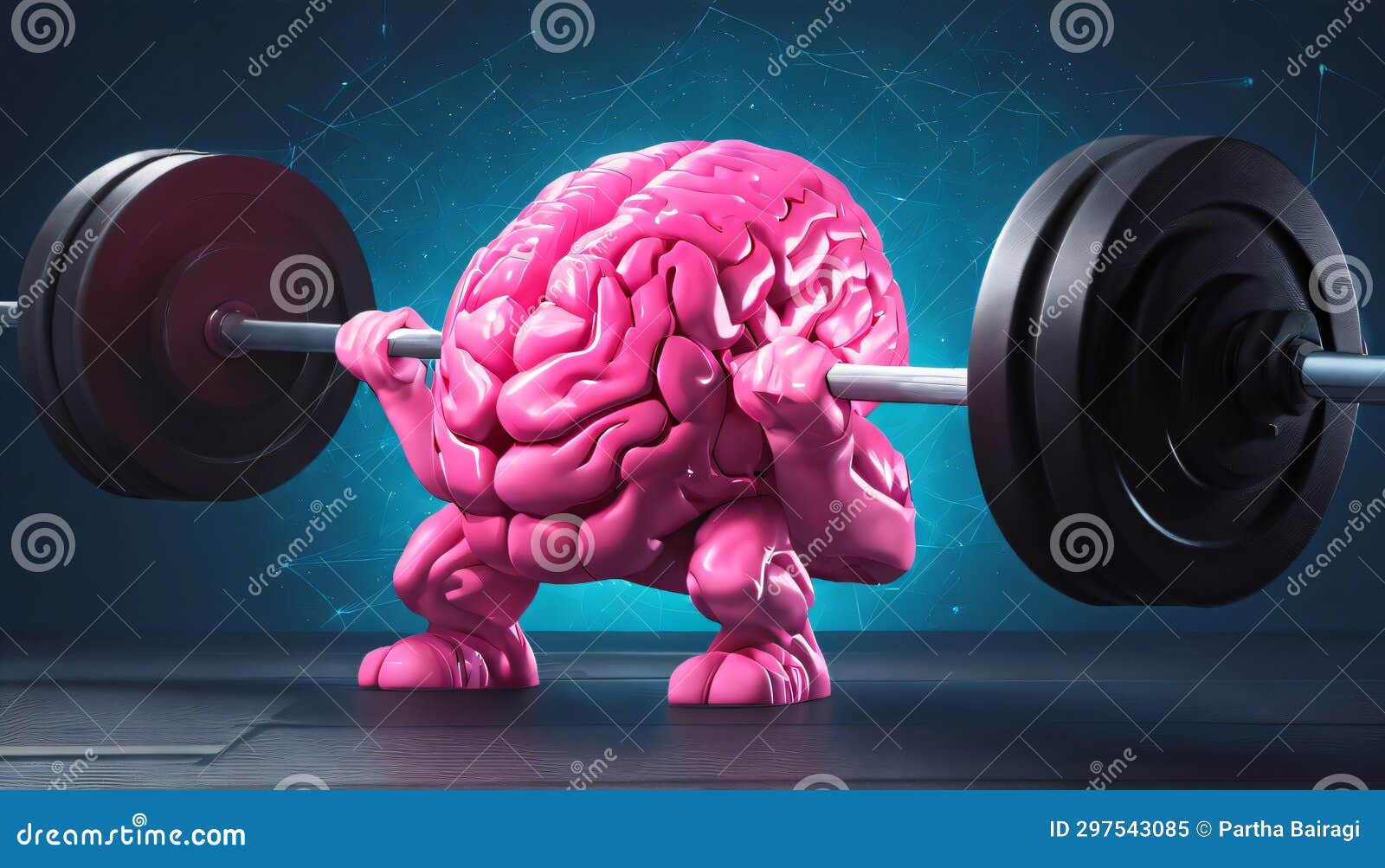 Brain with Arms and Legs Lifting Dumbbell Creative Concept Today S ...