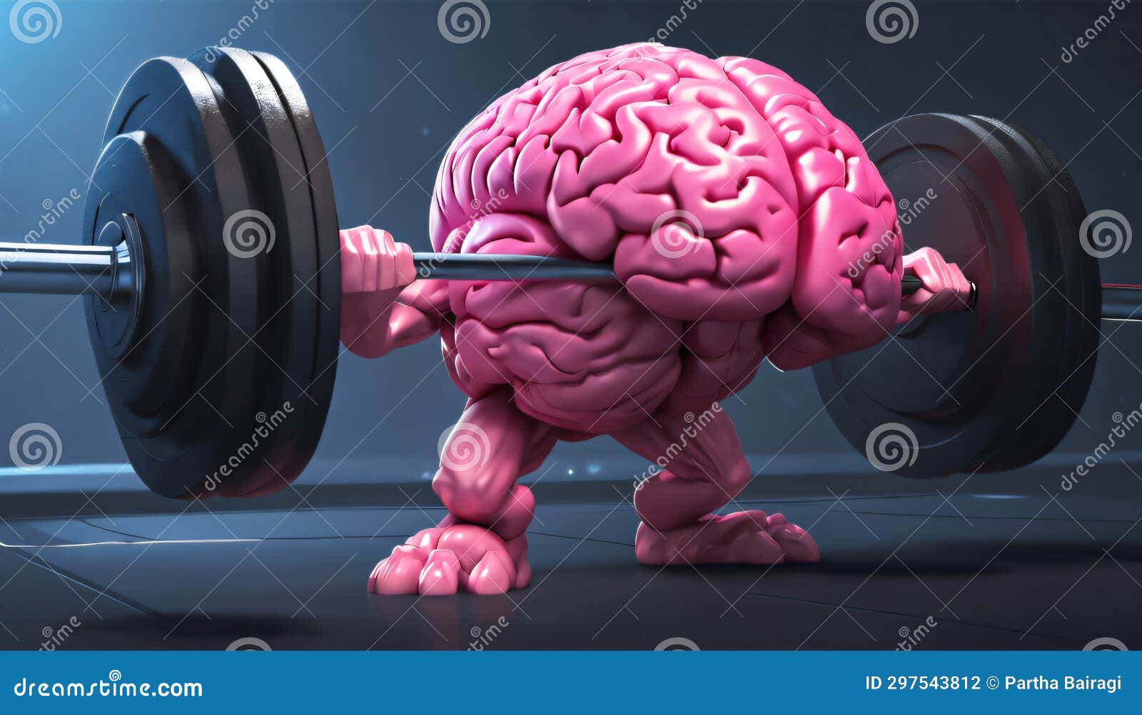 Brain with Arms and Legs Lifting Dumbbell Creative Concept Today S ...