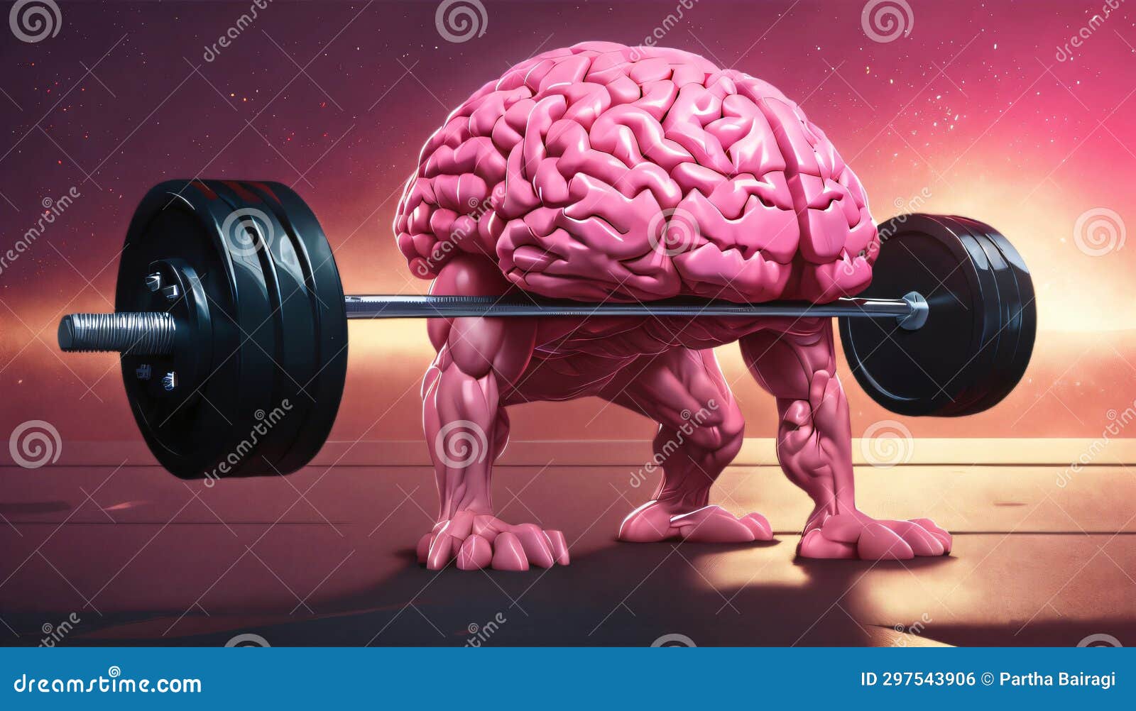 Brain with Arms and Legs Lifting Dumbbell Creative Concept Today S ...