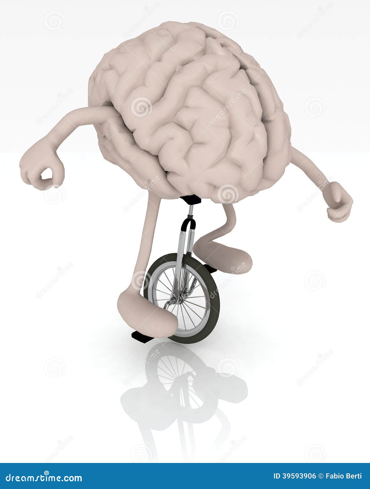 Brain with Arms and Legs Rides a Unicycle Stock Illustration ...