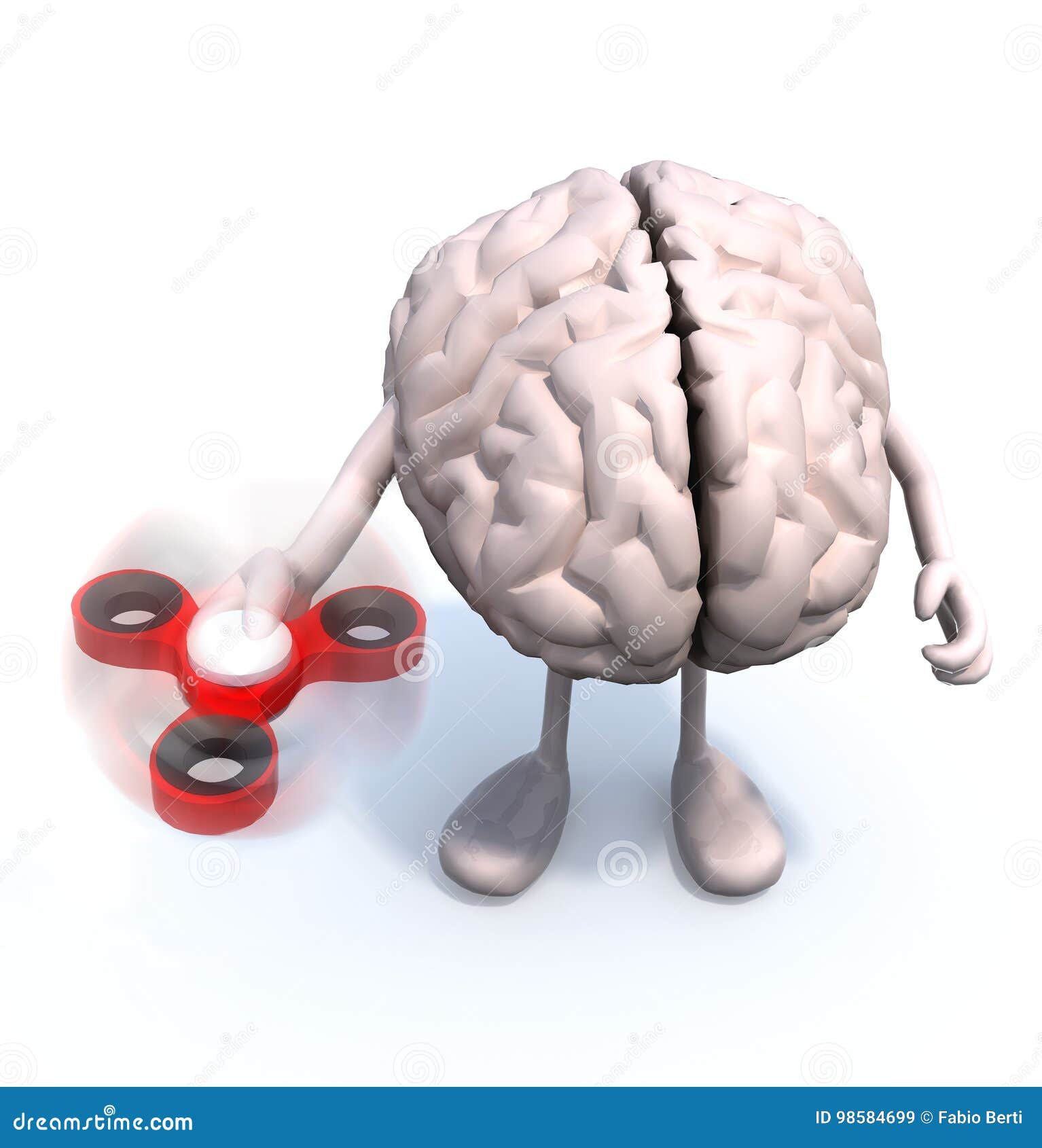 Brain with Arms and Legs that`s Play with Fidget Spinner Stock ...