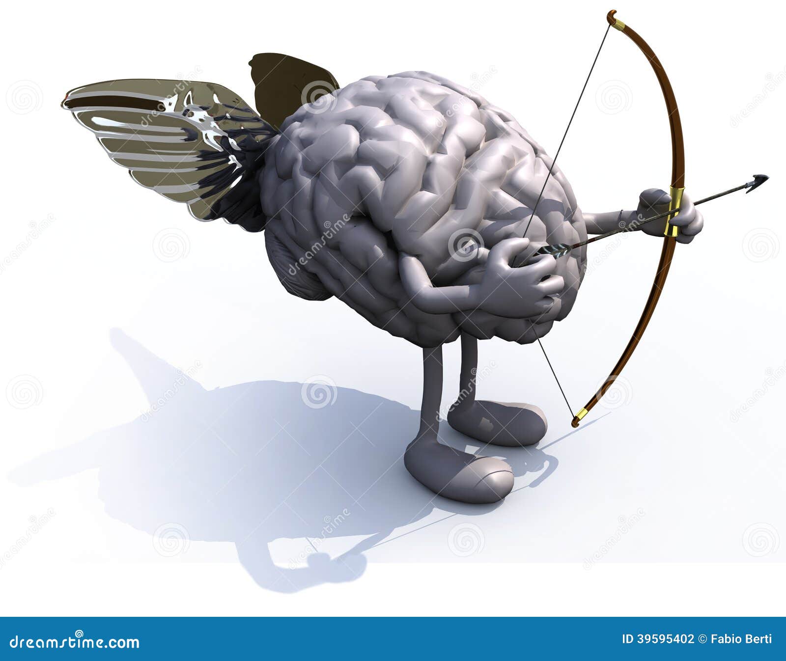 Brain With Arms, Legs, Wings, Bow And Arrow Royalty-Free Stock Image ...