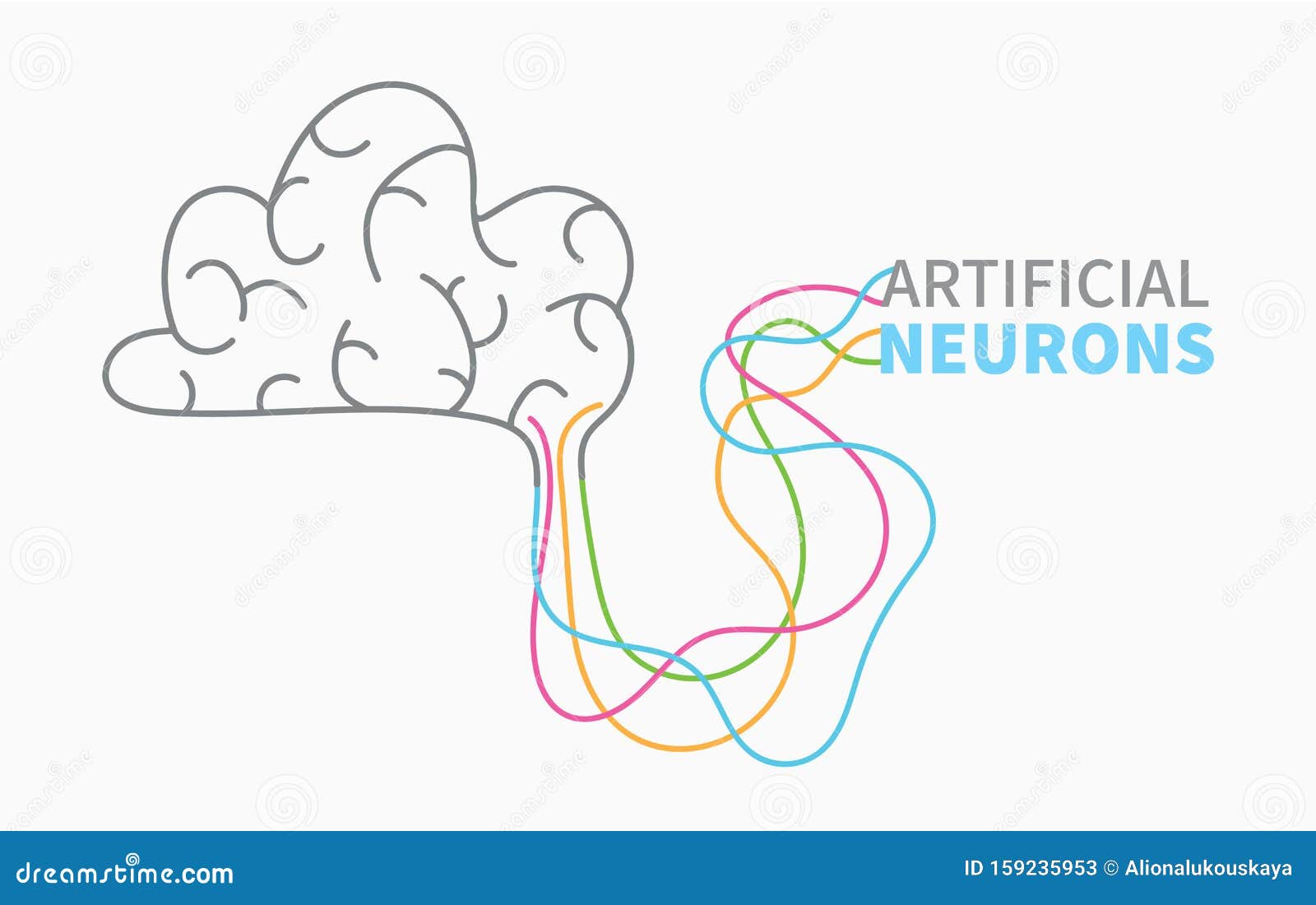 Brain and Artificial Electronic Neurons Banner Vector Stock Vector ...