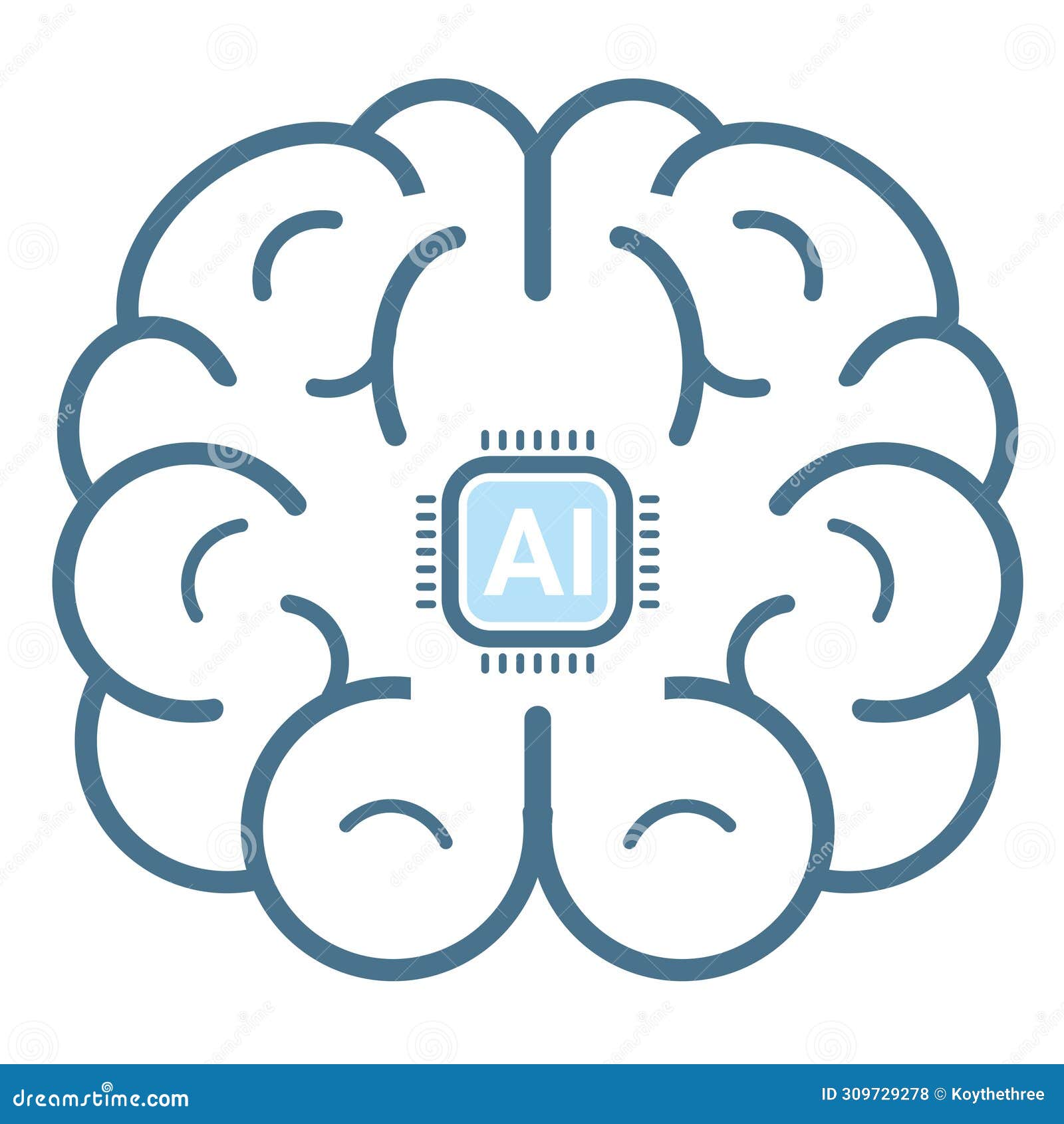 Brain with Artificial Intelligence Stock Illustration - Illustration of ...