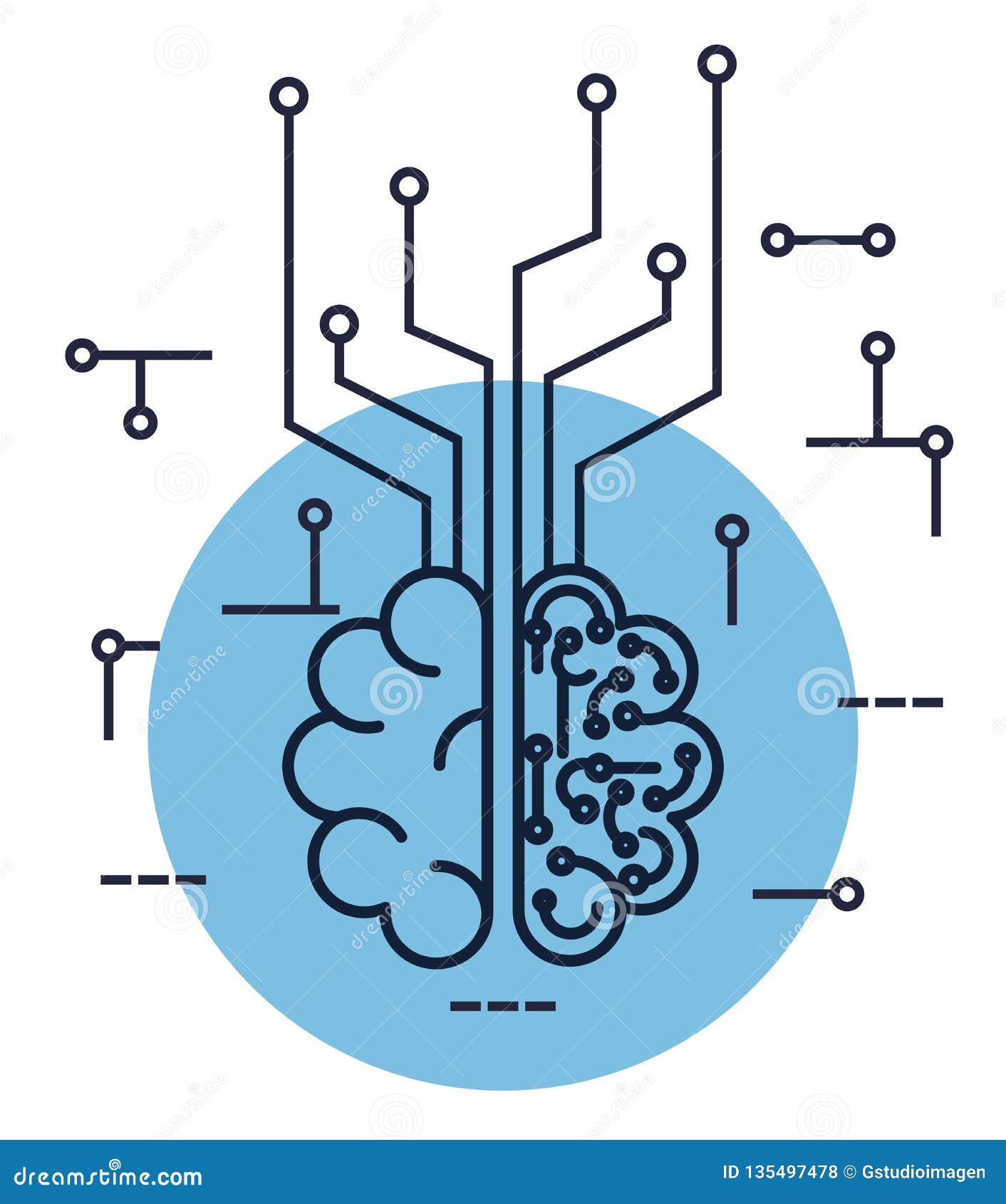 Brain with Artificial Intelligence Icons Stock Vector - Illustration of ...