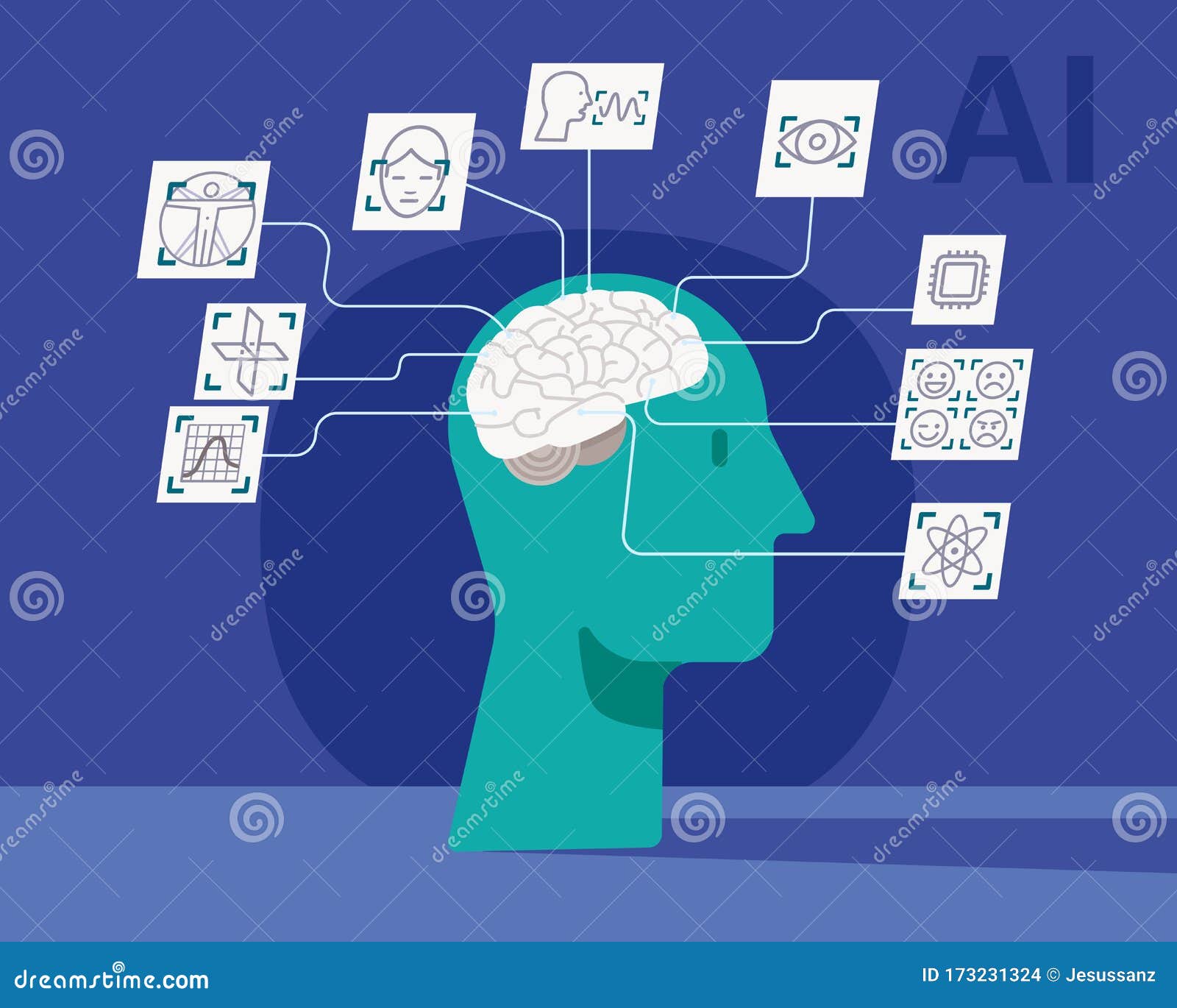 Brain and Artificial Intelligence Stock Illustration - Illustration of ...