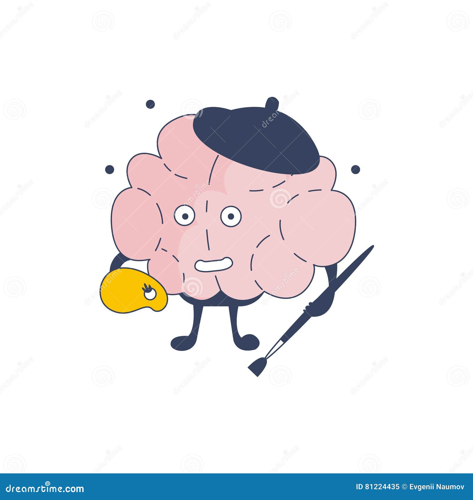 Brain Artist Comic Character Representing Intellect and Intellectual ...