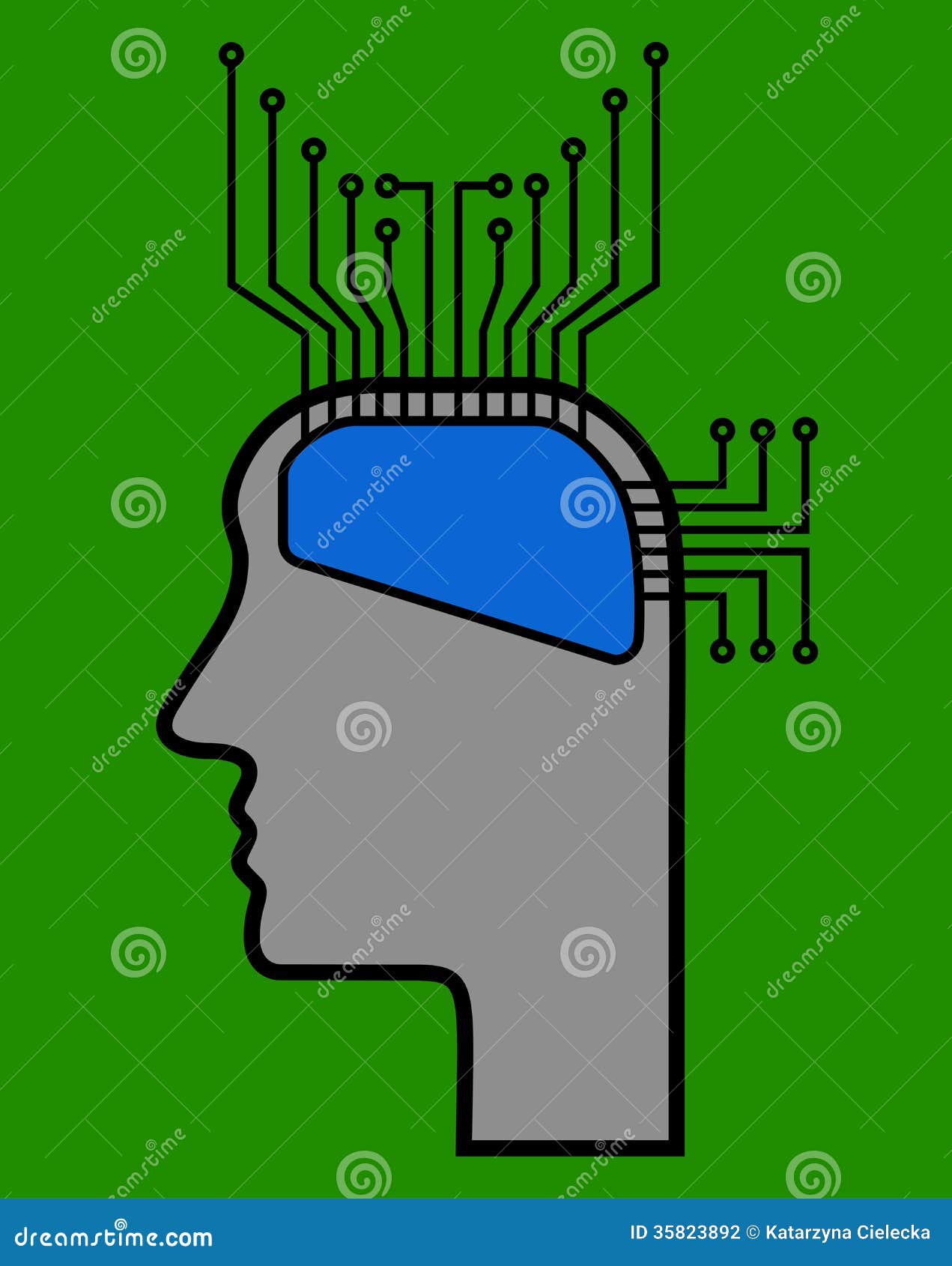 Brain as a chip stock vector. Illustration of circuit - 35823892
