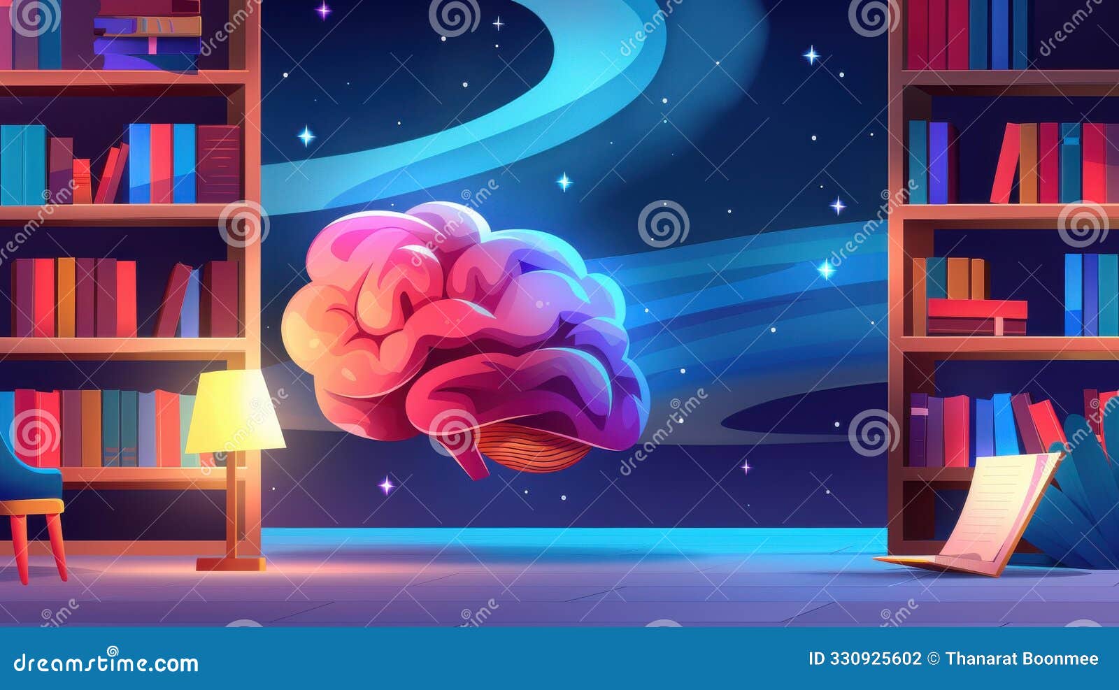 A Brain As a Cosmic Library, Filled with Endless Shelves of Knowledge ...