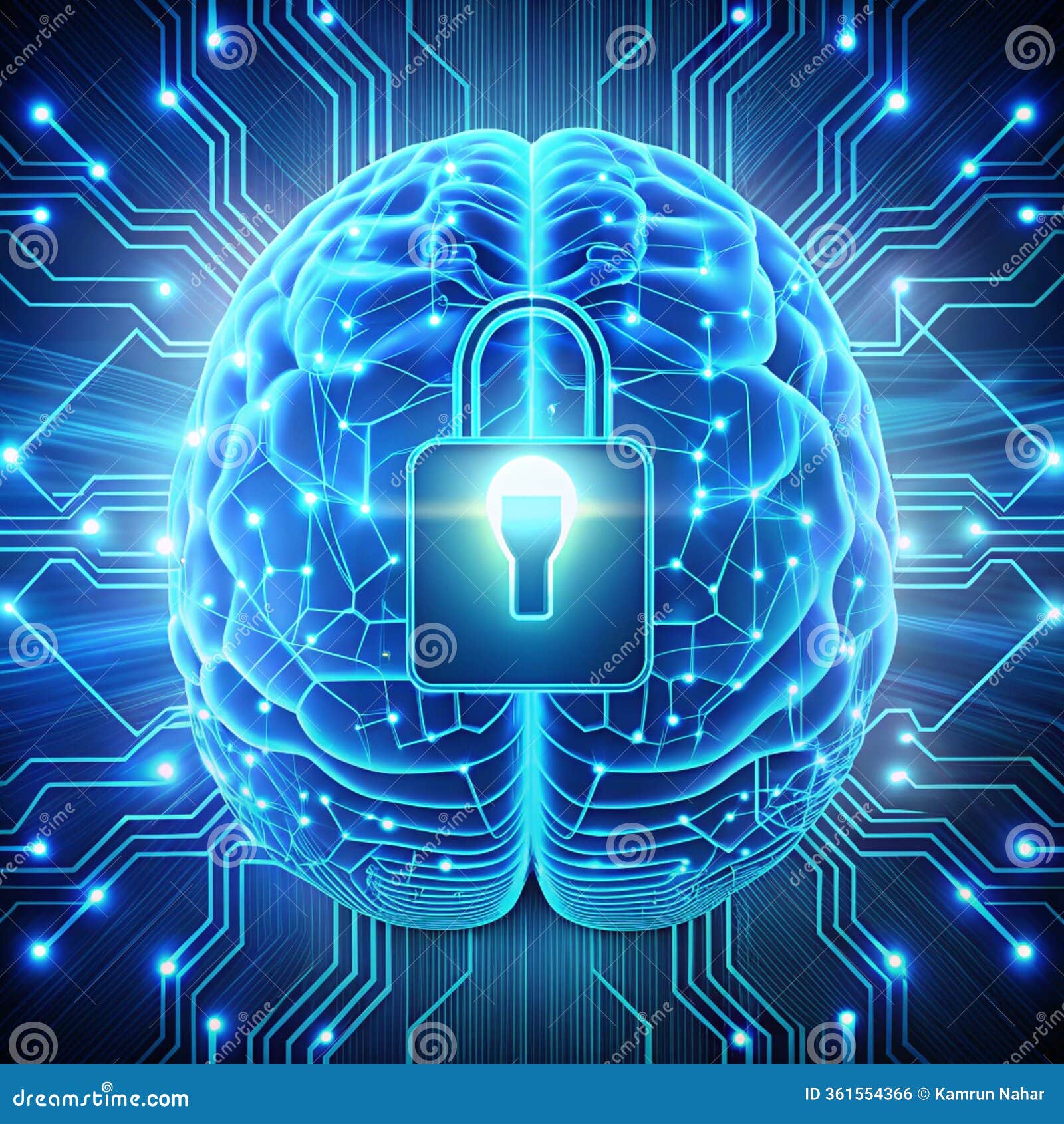 Brain As a Digital Security Vault Stock Illustration - Illustration of ...