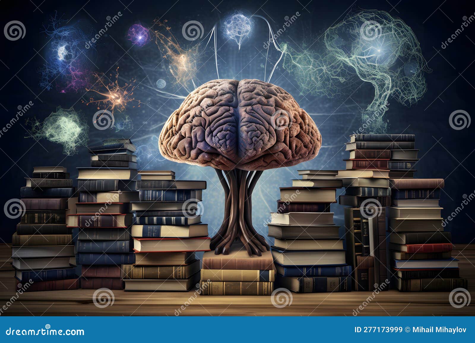 Brain As a Library with Different Neural Pathways Art Ai Generated Art ...