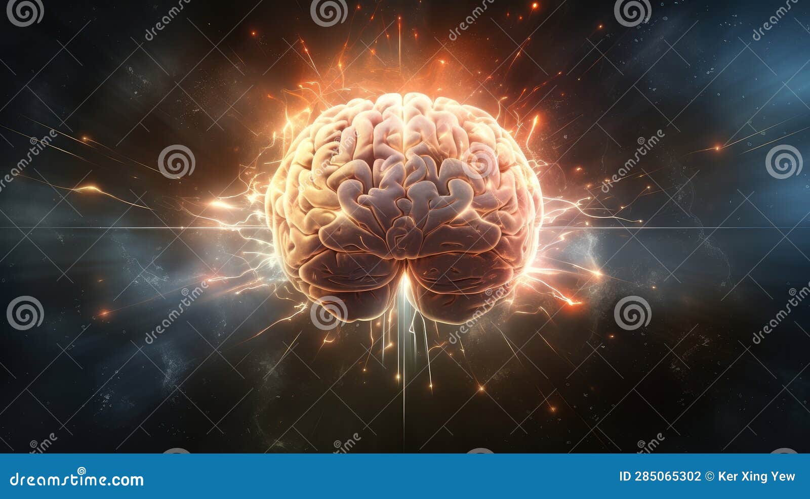 A Brain As a Light Source, Illuminating the Surrounding Space Stock ...