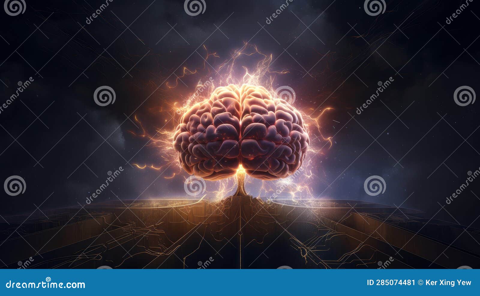 A Brain As a Light Source, Illuminating the Surrounding Space Stock ...