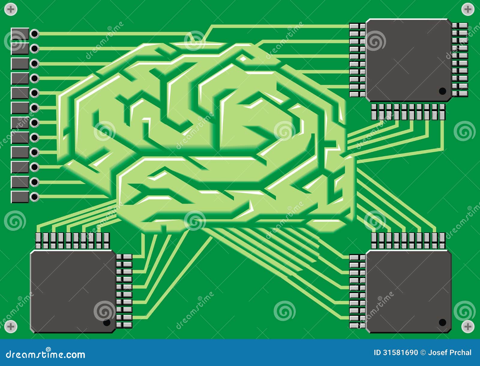 Brain as motherboard stock vector. Illustration of communication - 31581690
