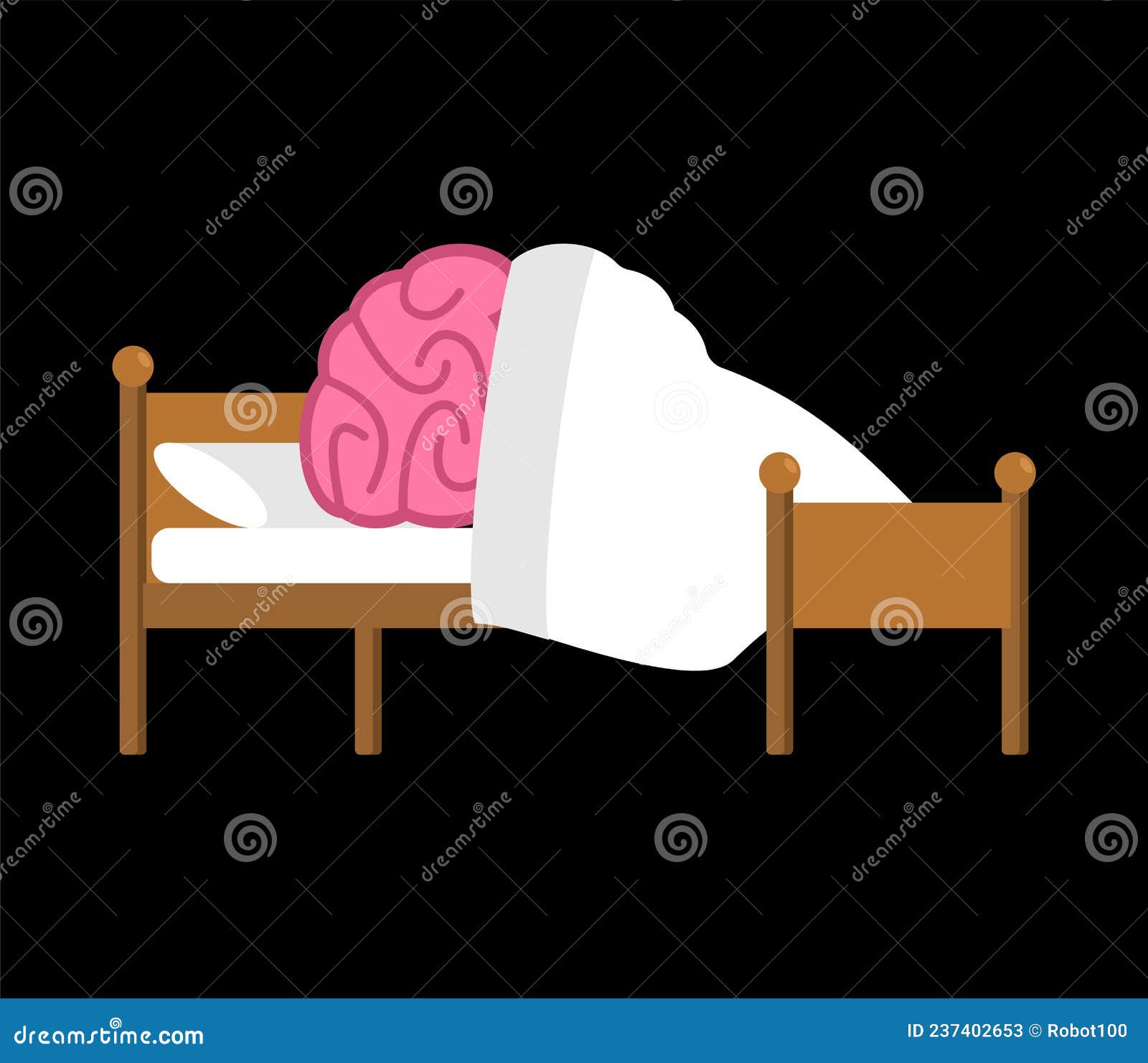 Brain Asleep. Brains are Resting. Brain Sleeps on Bed Stock Vector ...