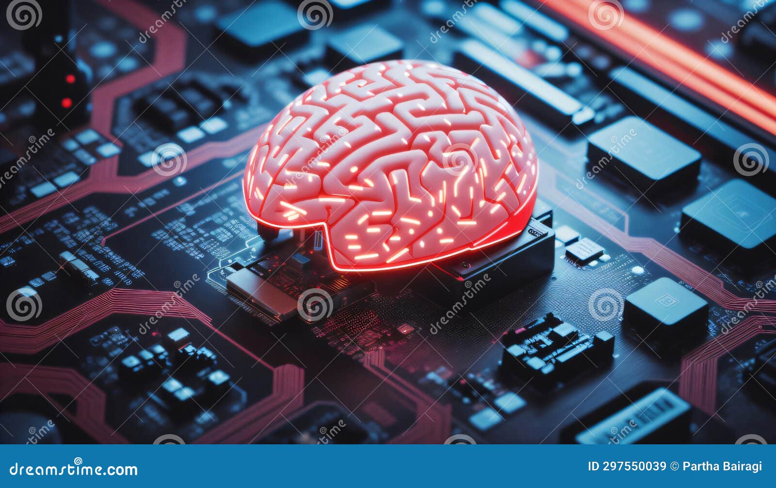 Brain Attached To Computer Circuit Board Stock Illustration ...