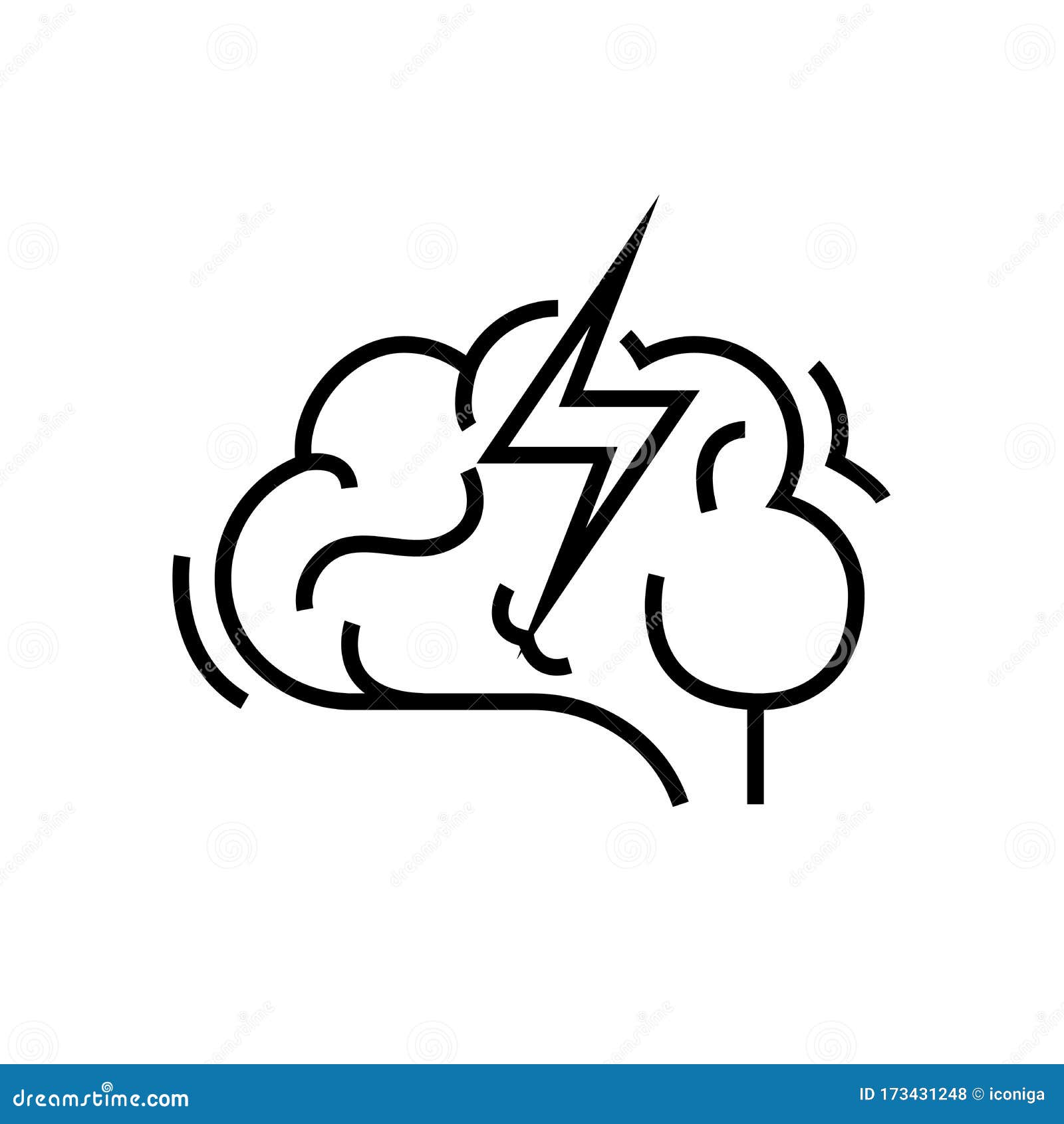 Brain Attack Line Icon, Concept Sign, Outline Vector Illustration ...