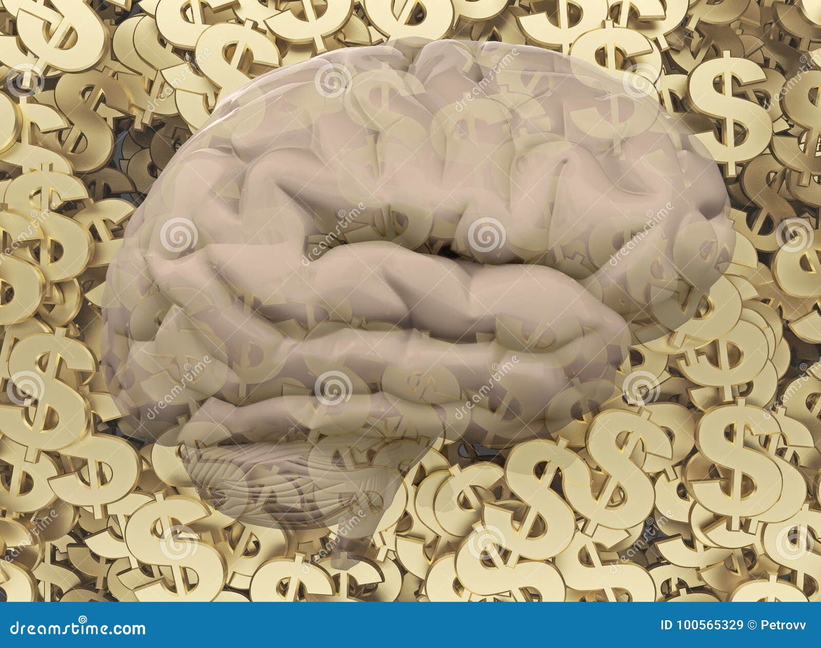 Brain In The Background Of Dollar Symbols Stock Illustration ...