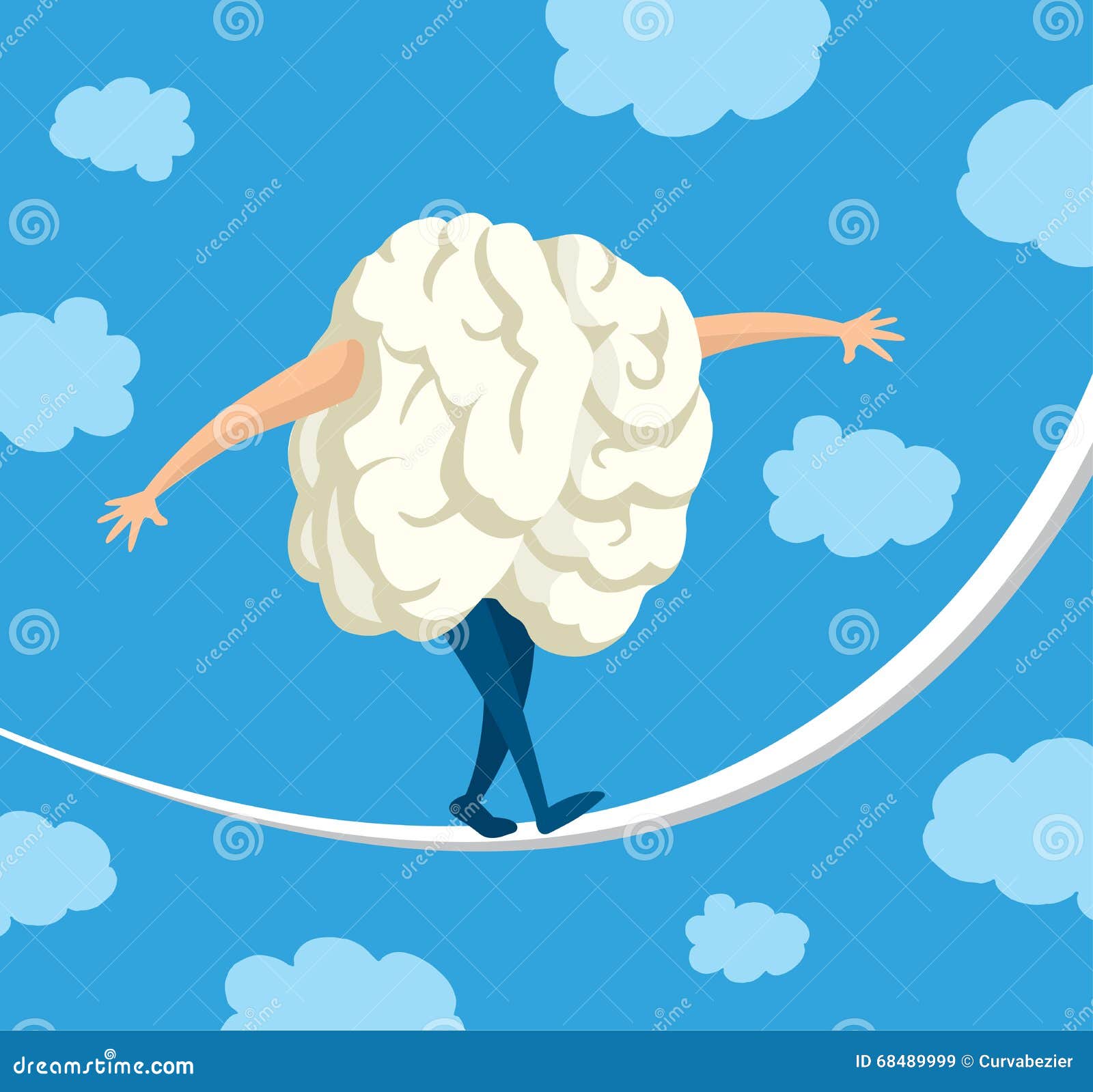 Brain in Balance Walking on a String Stock Vector - Illustration of ...