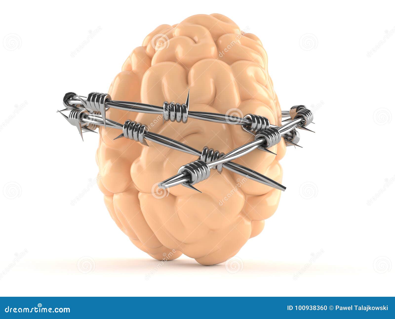 Brain And Barbed Wire. Sick Brains Internal Organs Human Anatomy Vector ...