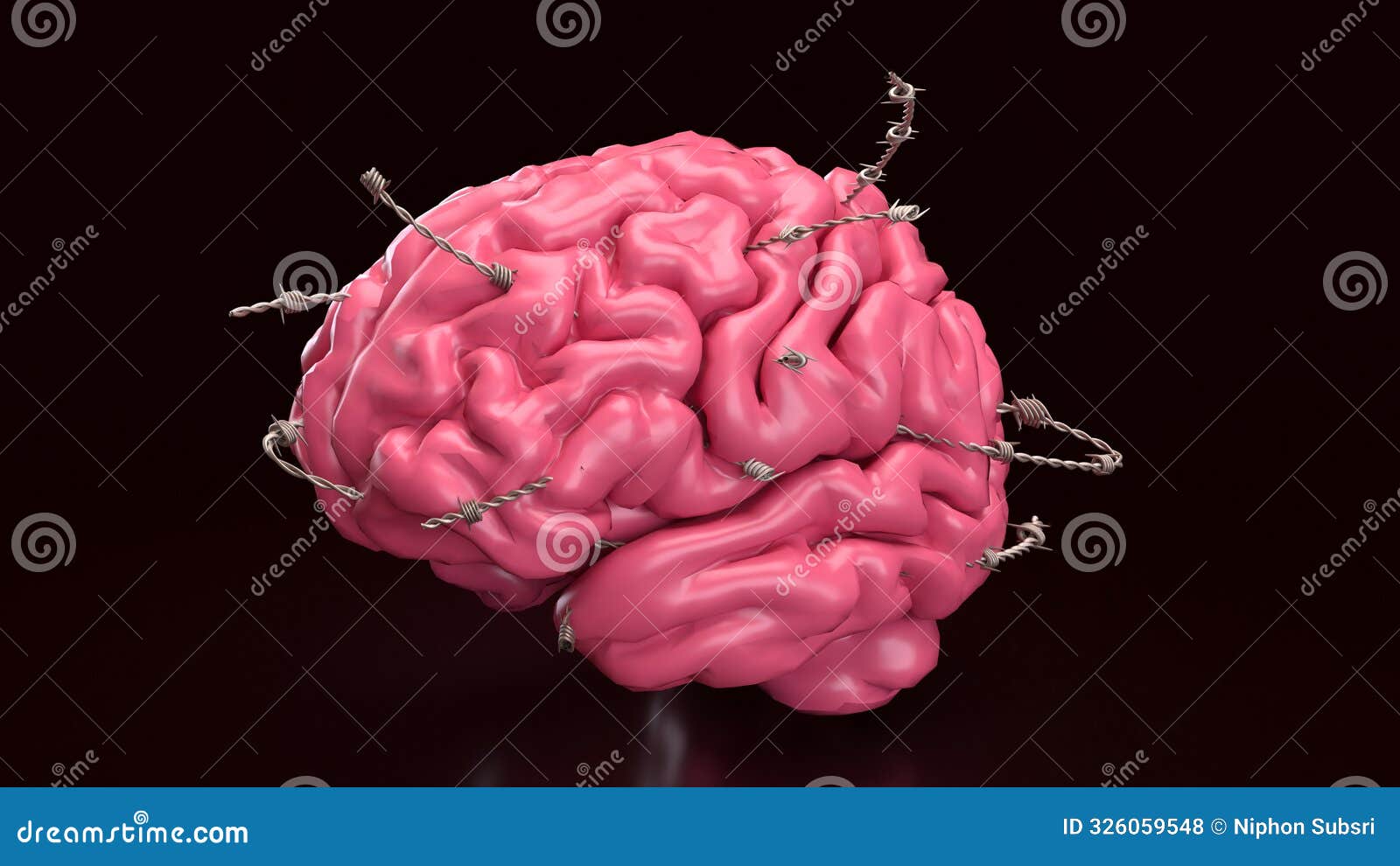 The Brain and Barbed Wire for Sci or Medical Concept 3d Rendering Stock ...
