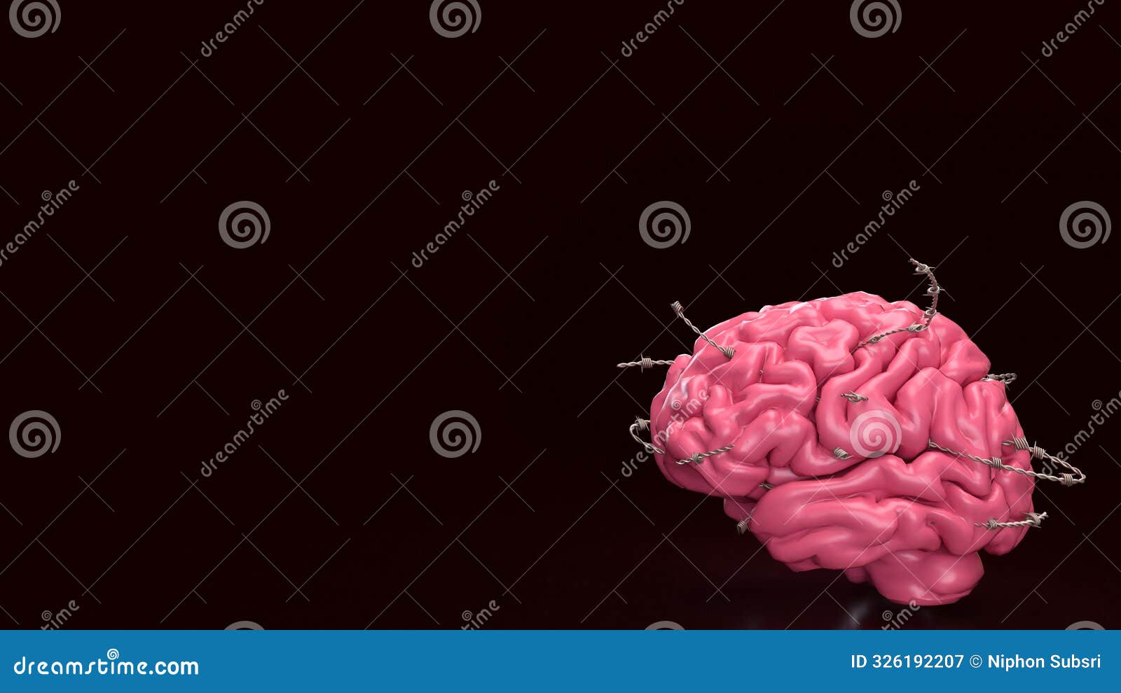 The Brain and Barbed Wire for Sci or Medical Concept 3d Rendering Stock ...