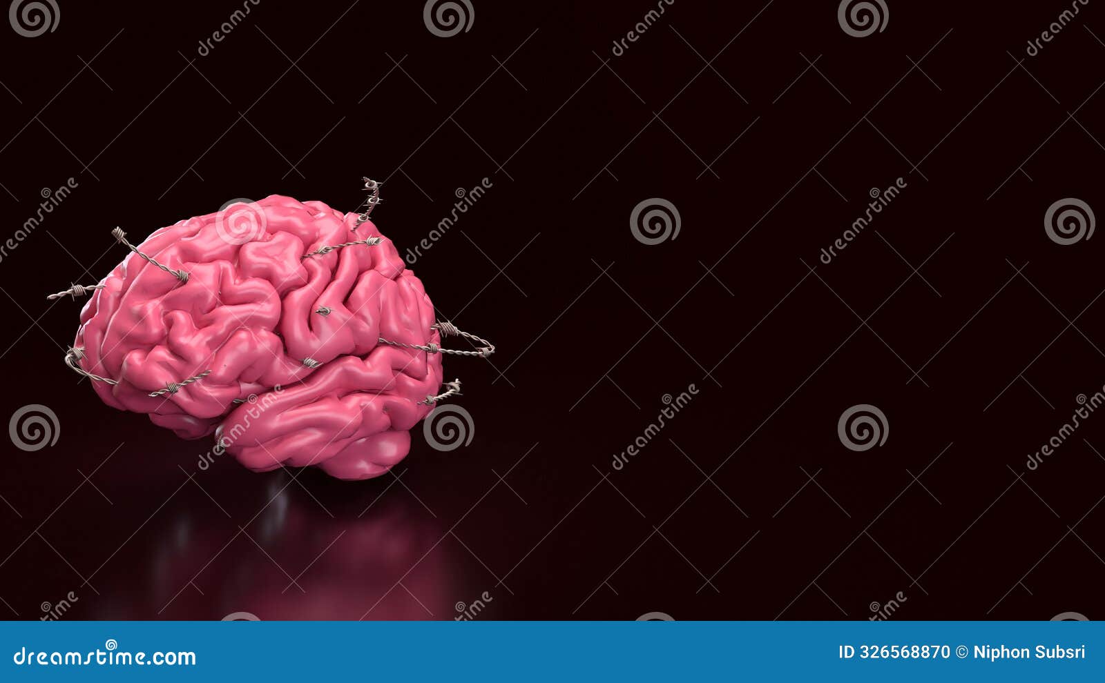 The Brain and Barbed Wire for Sci or Medical Concept 3d Rendering Stock ...