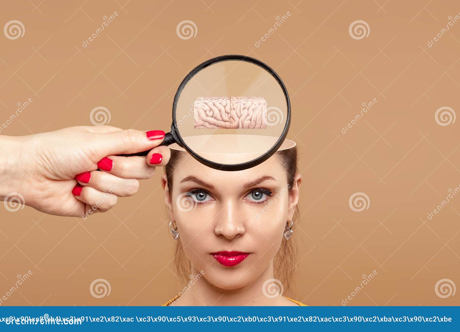 The Brain of a Beautiful Girl is Examined Under a Magnifying Glass ...