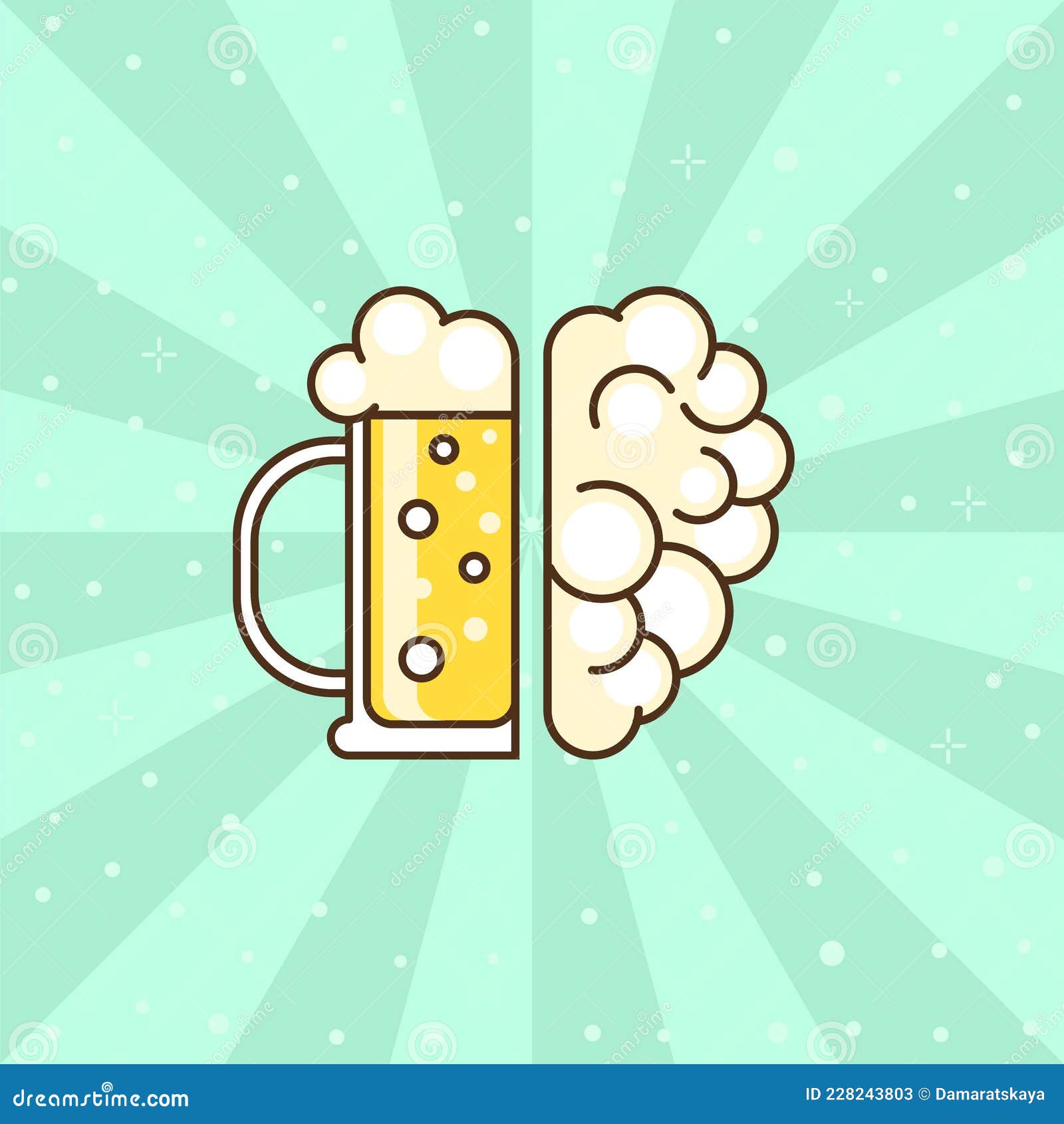 Brain and Beer Cup Logo, Creative Concept. Beer Bar Logotype. Creative ...