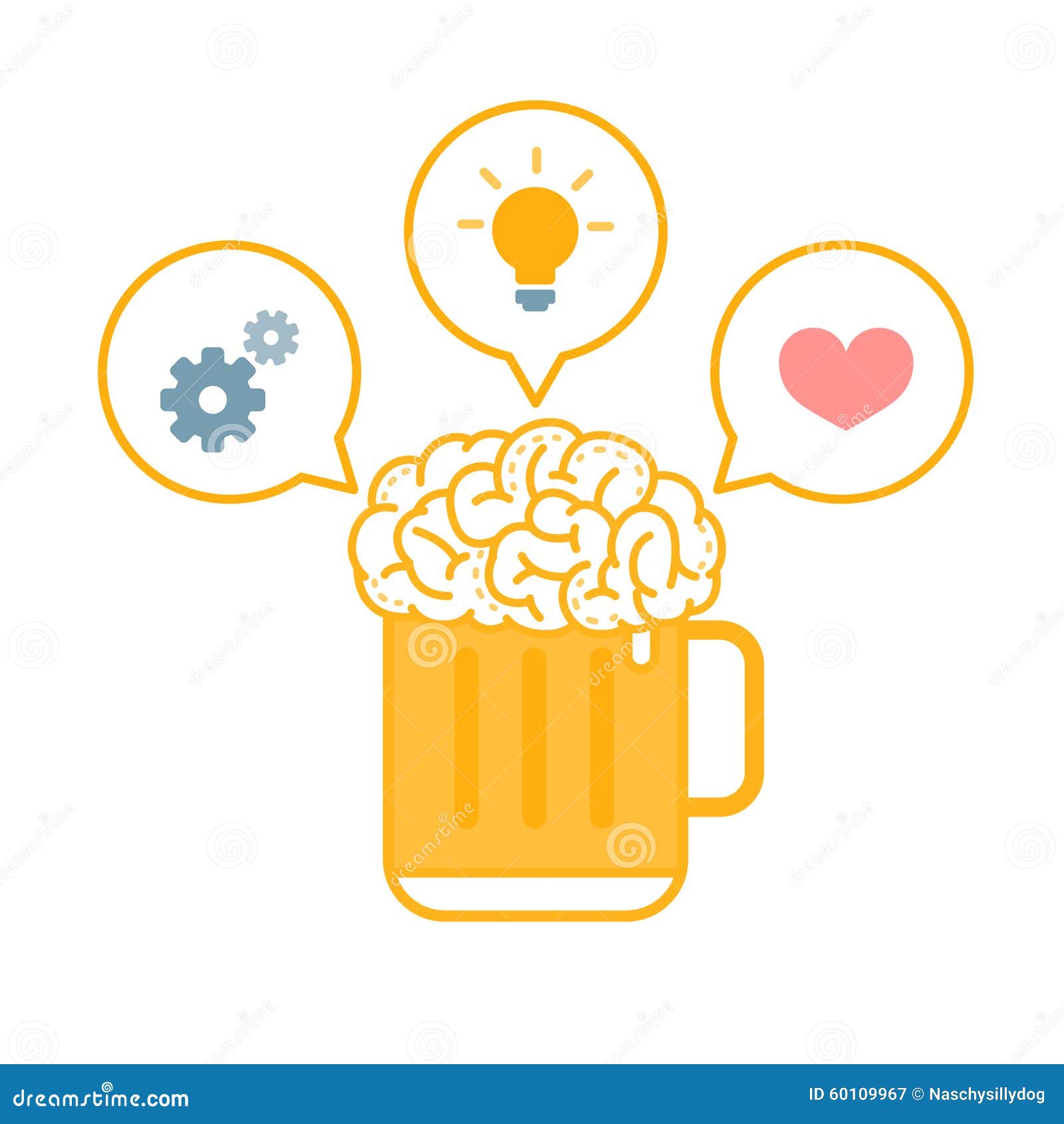 Brain Beer Ideas stock vector. Illustration of glass - 60109967