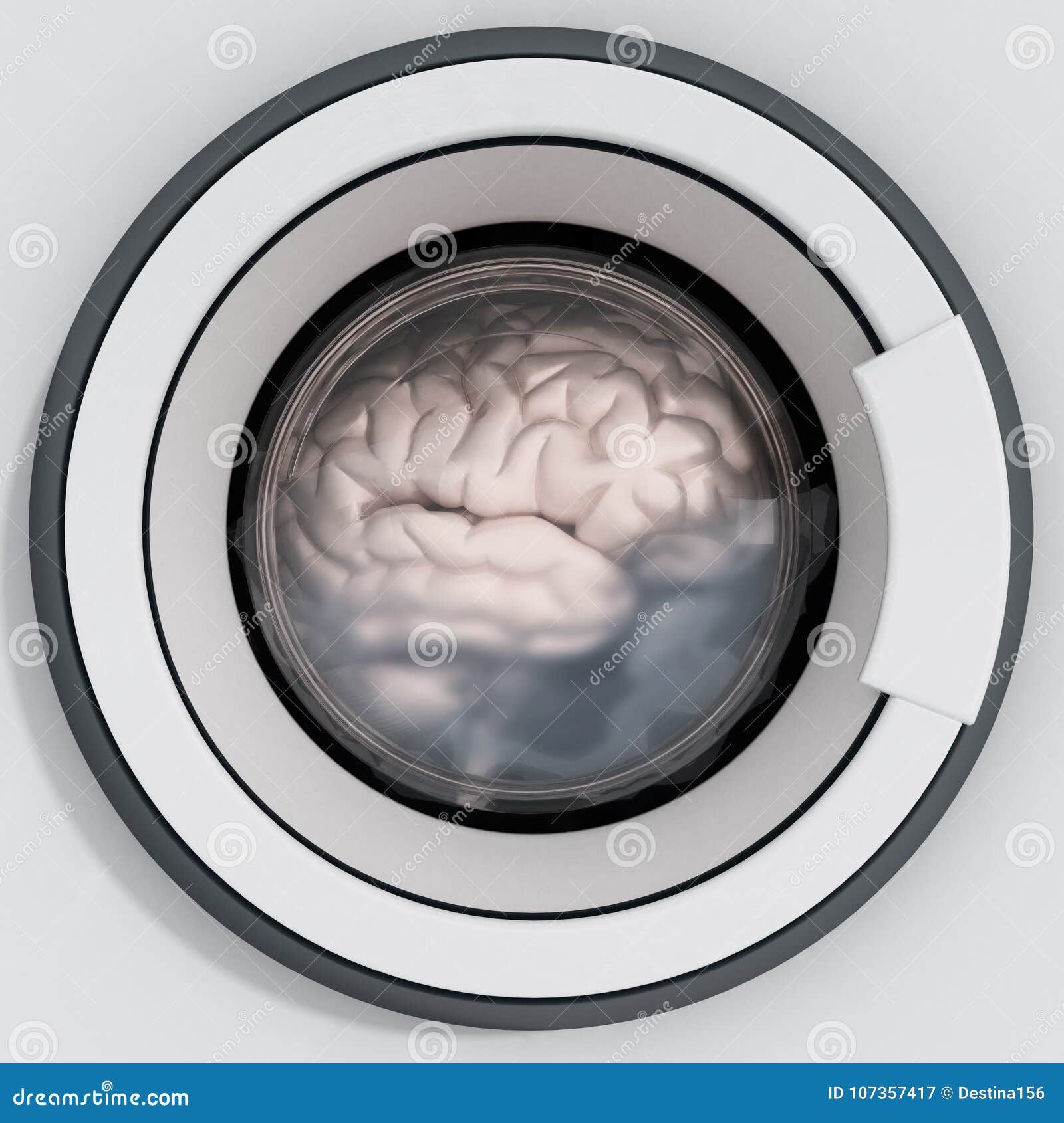 Brain Being Washed in Washing Machine. 3D Illustration Stock ...