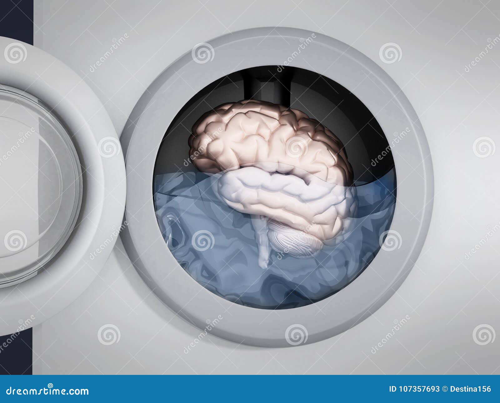Brain Being Washed in Washing Machine. 3D Illustration Stock ...