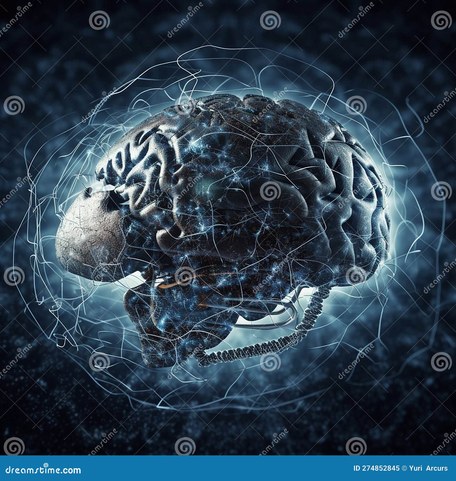 Brain, Big Data and Ai Generated with Future and 3d Technology ...