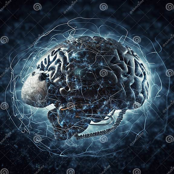 Brain, Big Data and Ai Generated with Future and 3d Technology ...