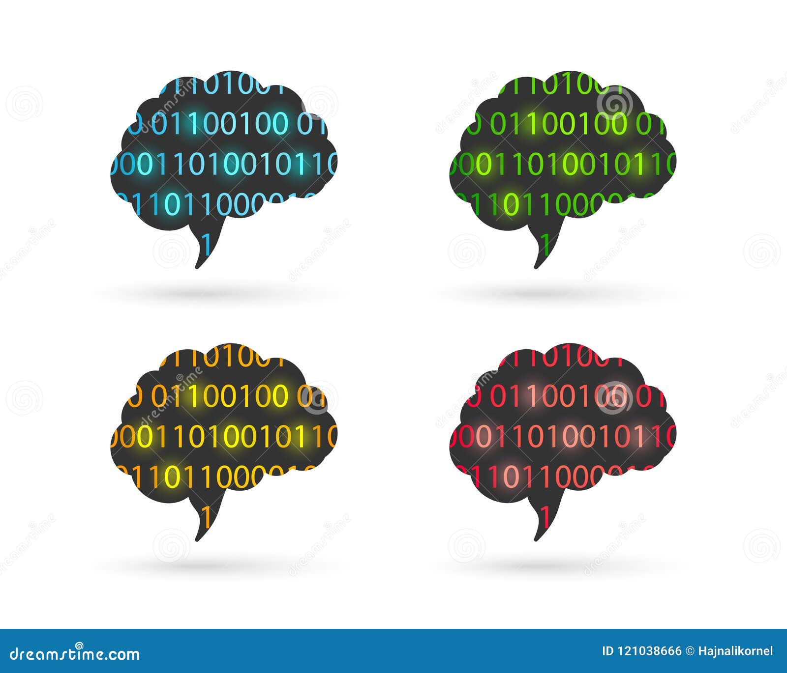 Brain with Binary Code Concept Stock Vector - Illustration of shape ...