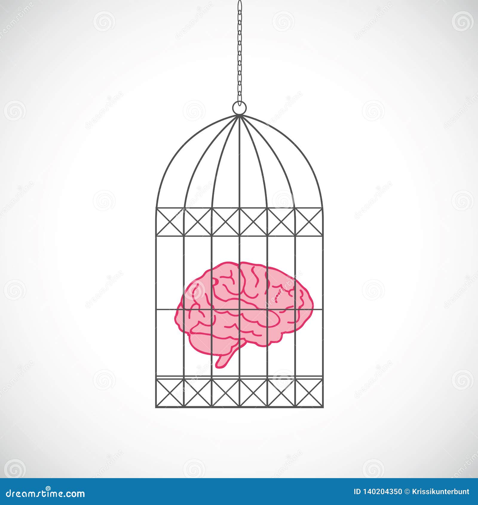 Caged Brain Inside Head. Moving Gears Inside The Head. Mental Activity ...