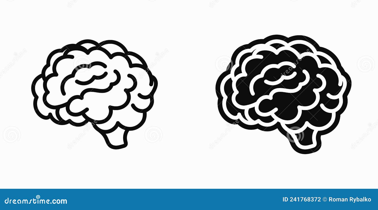 Brain Black Icon Set. Vector Clipart Illustration Stock Vector ...