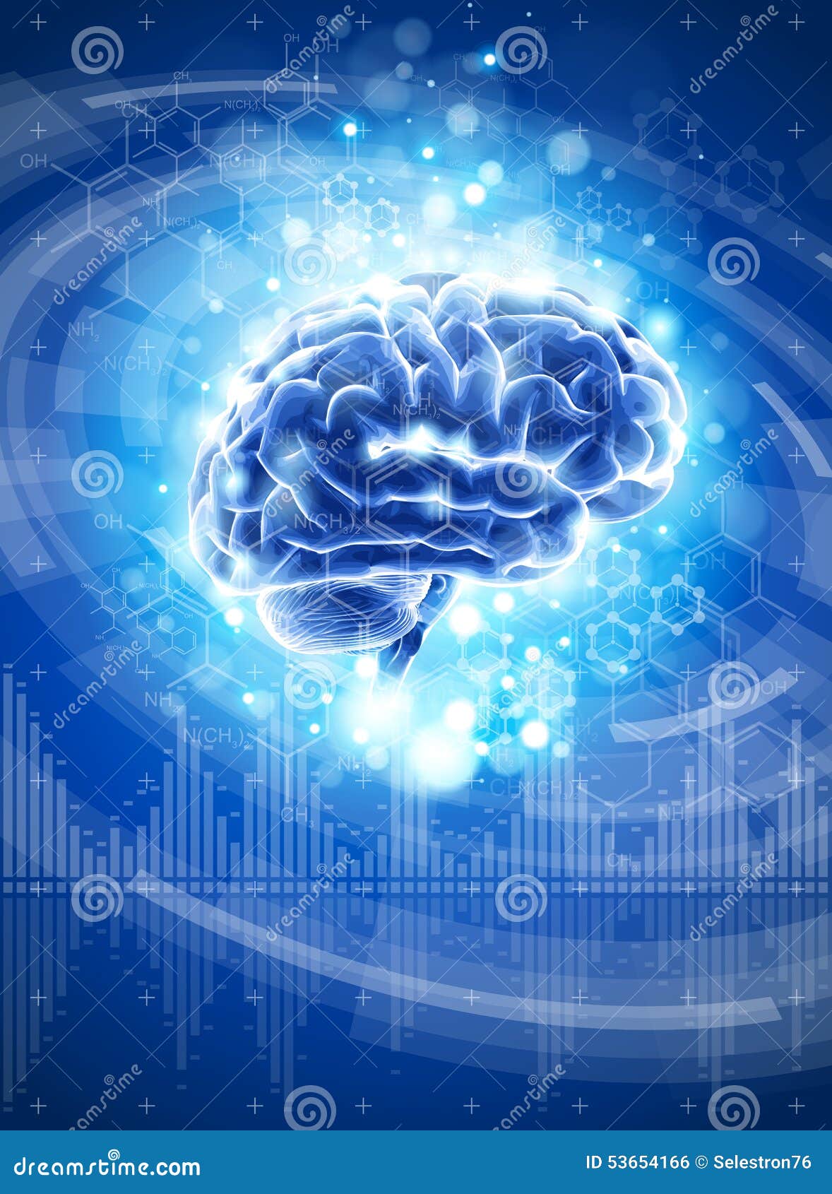Brain - Blue Technology Illustration Stock Vector - Illustration of ...