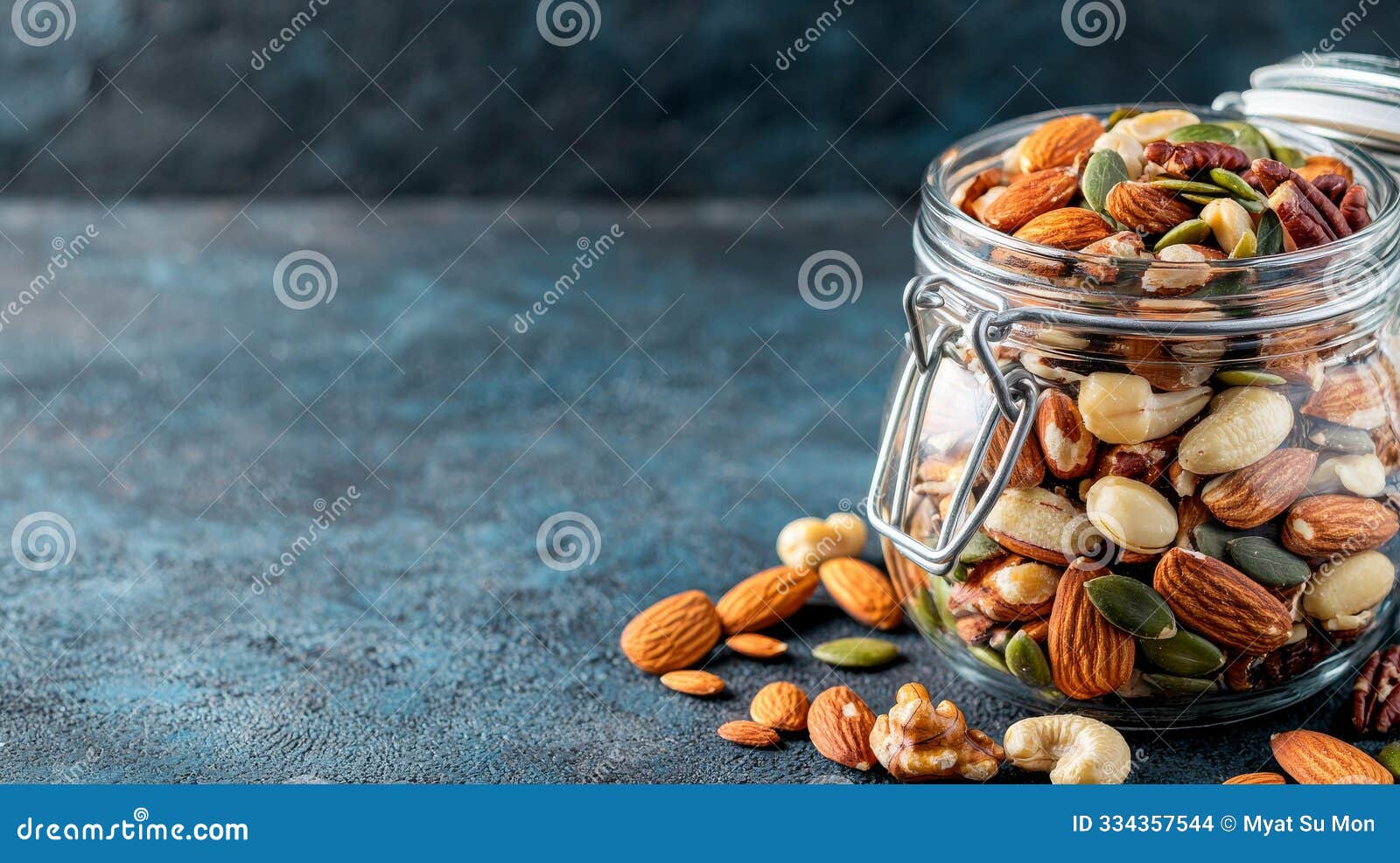 Brain-Boosting Mixed Nuts and Seeds in Glass Jar Stock Illustration ...
