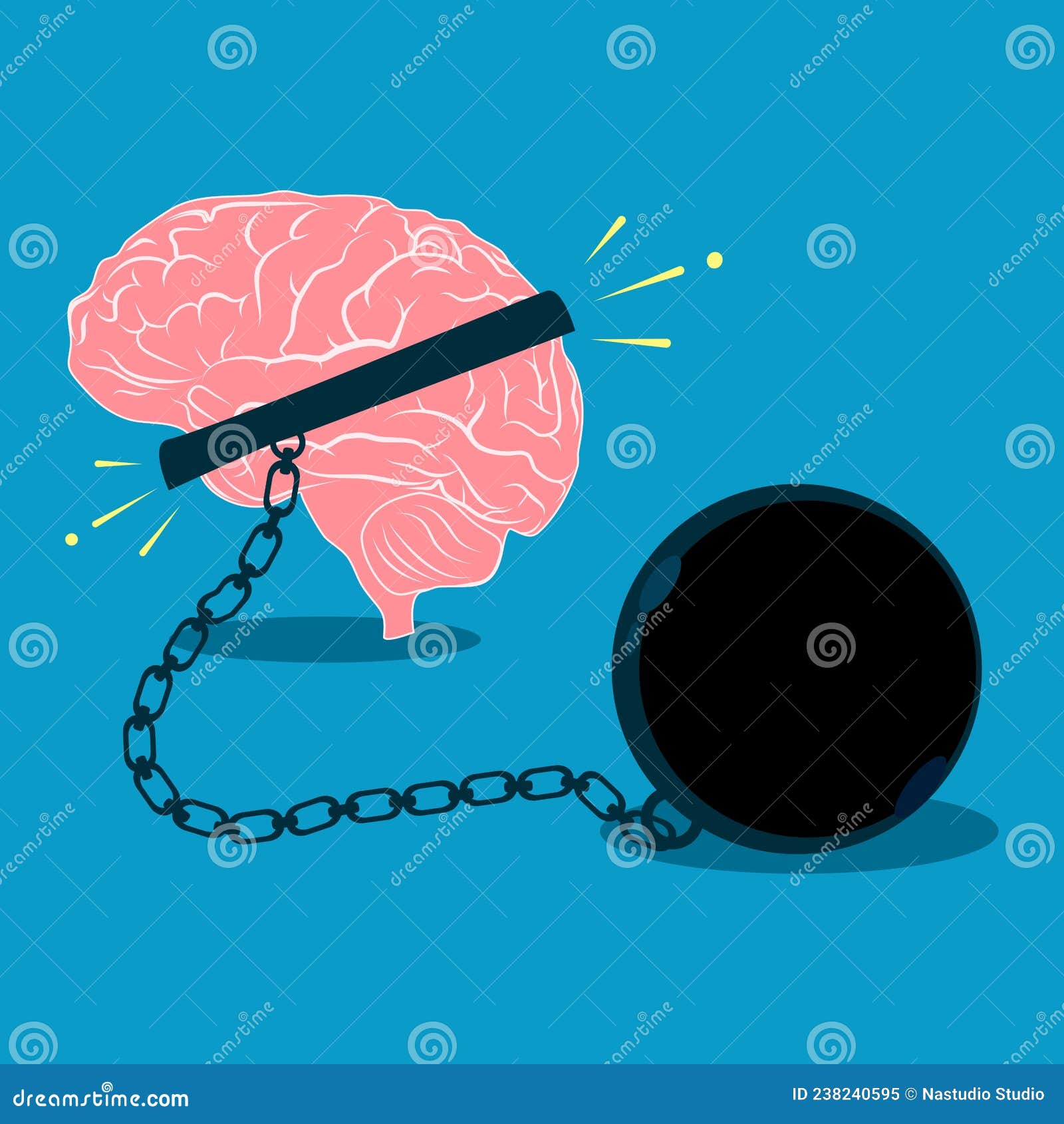The Brain is Bound in Chains. Imprisonment of Thought. Vector Eps Stock ...