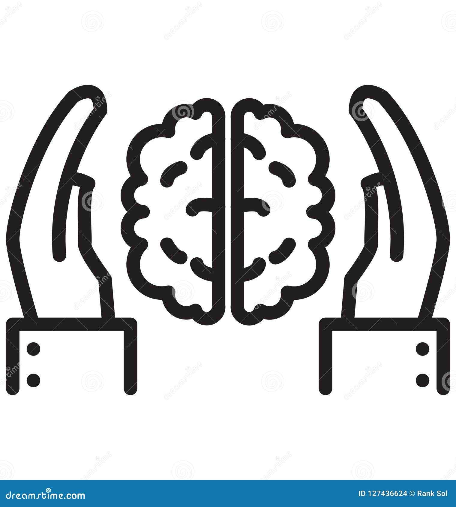 Brain, Brain Protection Line Isolated Vector Icon Can Be Easily ...